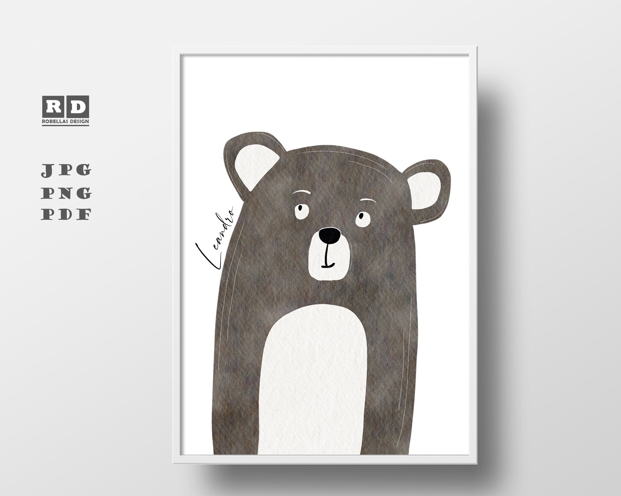 Baer Poster Handdrawing Kids Children Room Deco Picture Digital Print ...