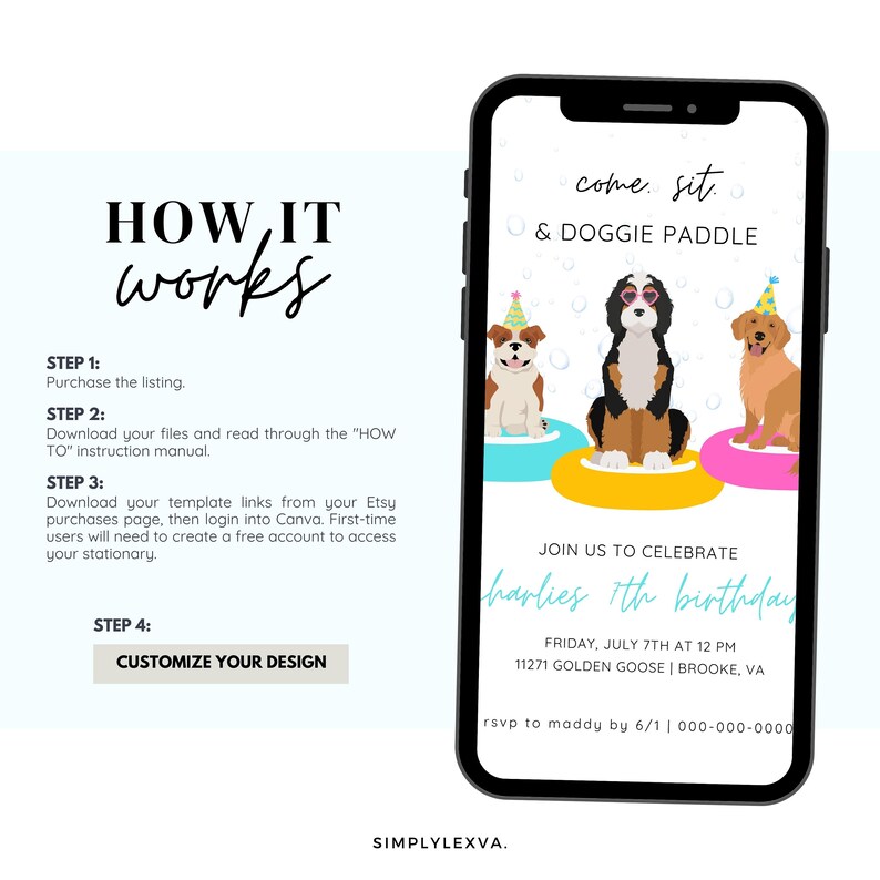 Dog Birthday Invitation | Pool Party Invite | Customizable - Etsy