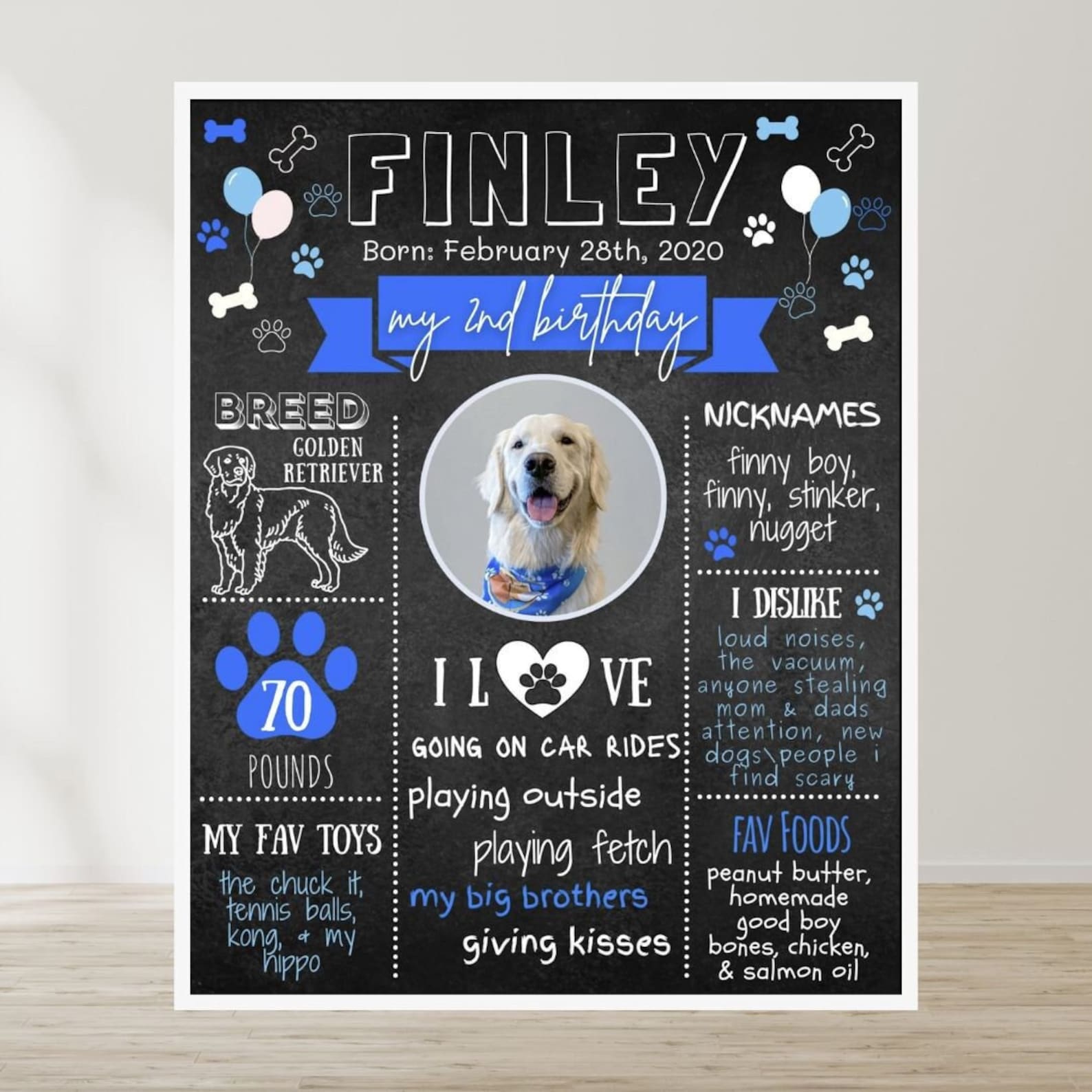Dog Birthday Sign | Customizable Dog Birthday Sign - Blue | Puppy 1st ...