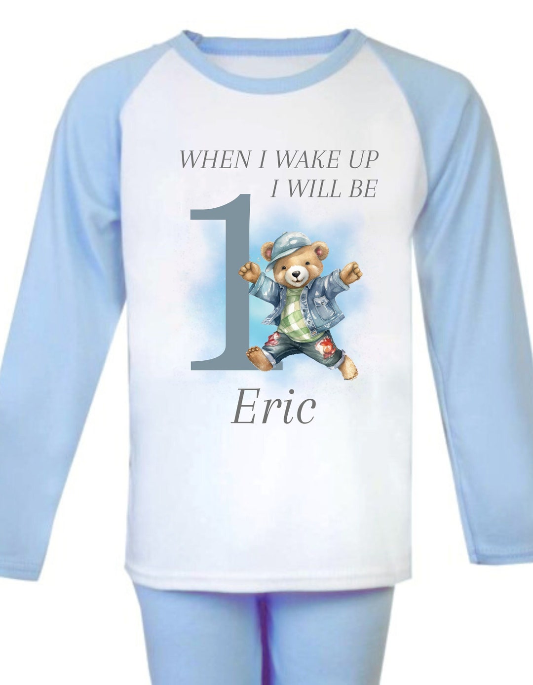 First Birthday Pyjamas Boys 1st Birthday Teddy Bear Pajamas When I Wake ...