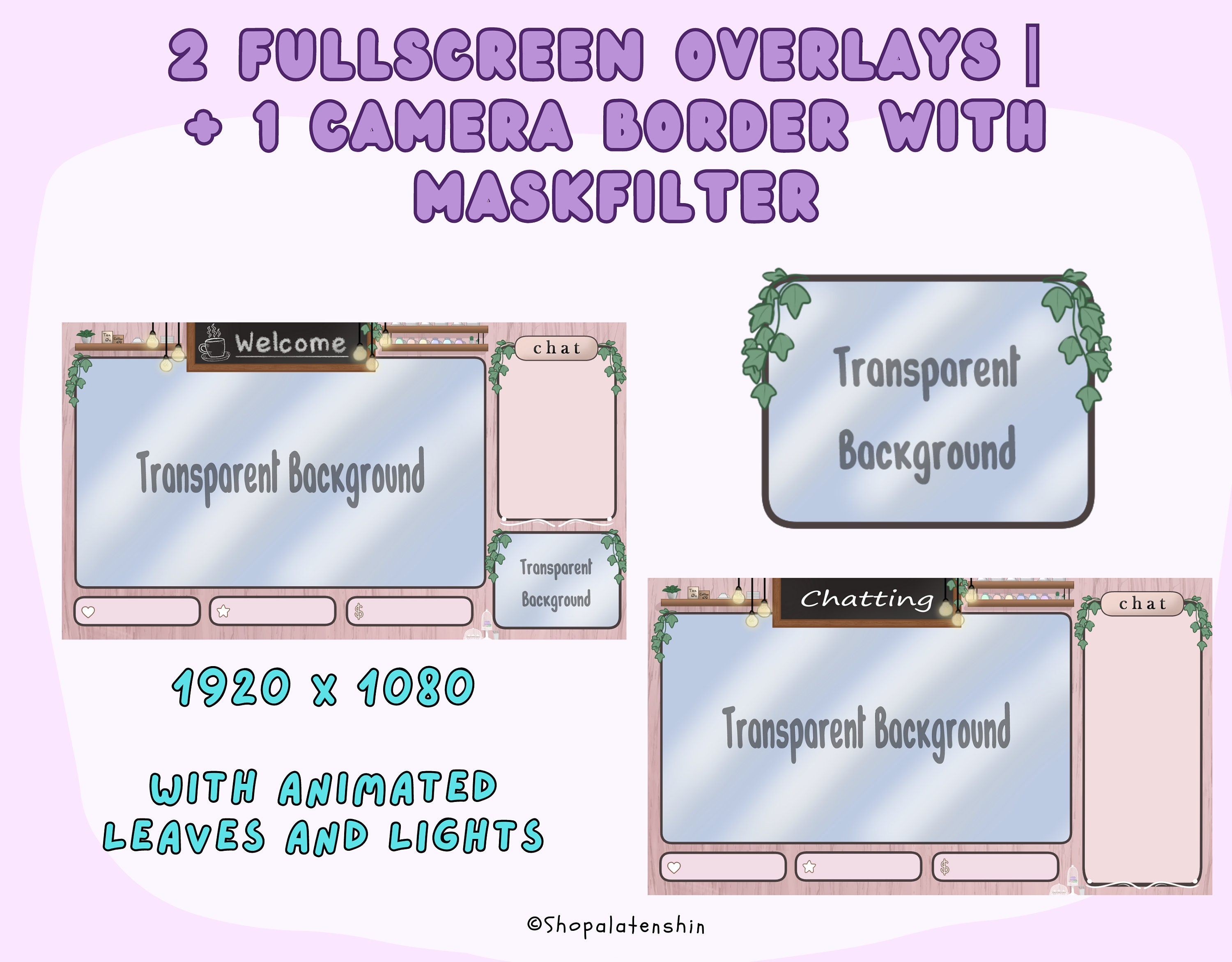 Cozy Café Overlay Stream Bundle - Animated Screens, Animated Alerts ...