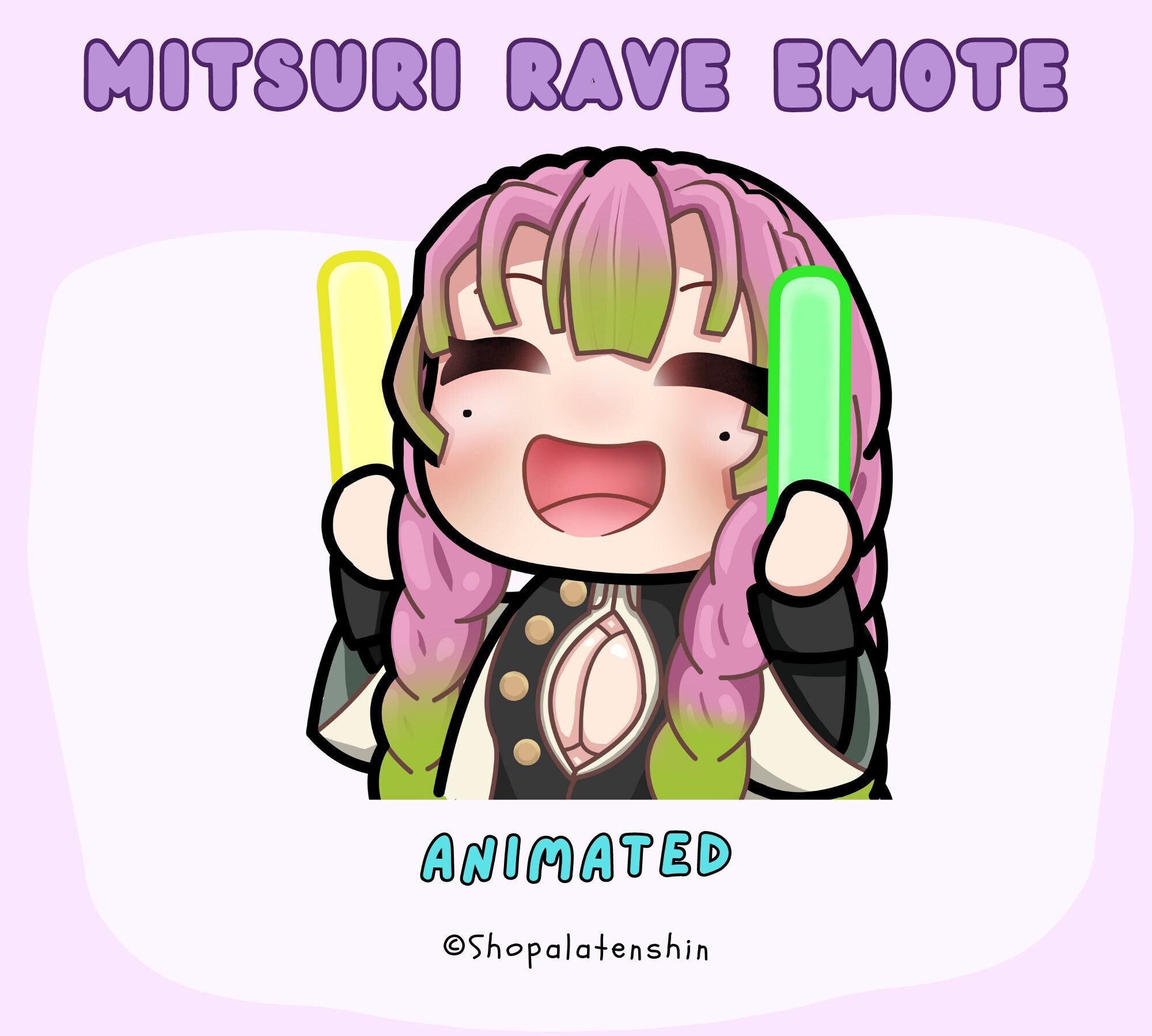 Mitsuri Kanroji Glowstick Animated Emote Twitch Discord - Etsy Canada