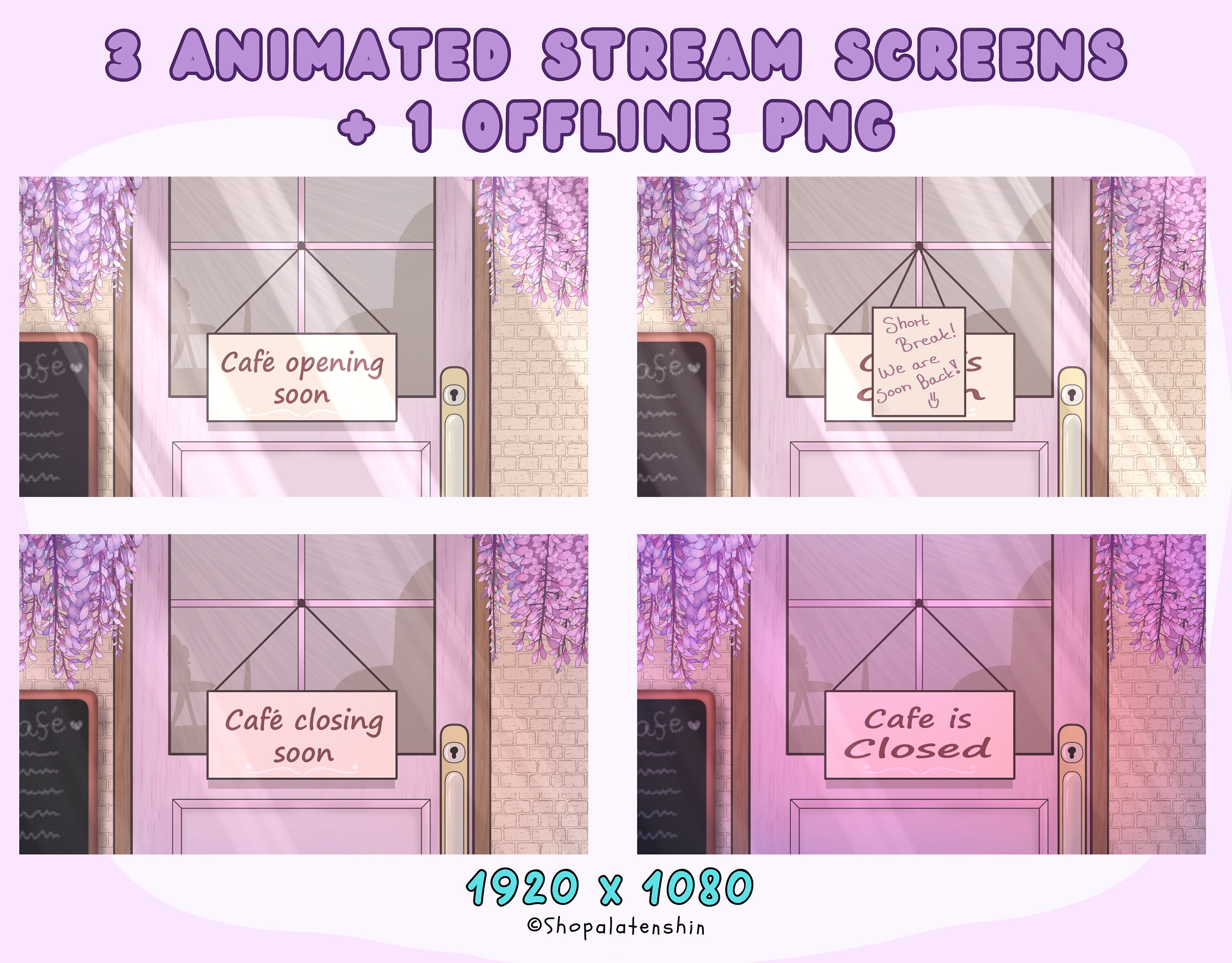 Cozy Café Overlay Stream Bundle - Animated Screens, Animated Alerts ...