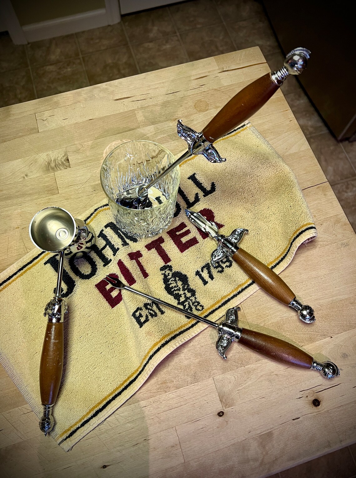 Vintage Medieval Knight Bar Tool Set: Wood Handle Mid Century Barware ...
