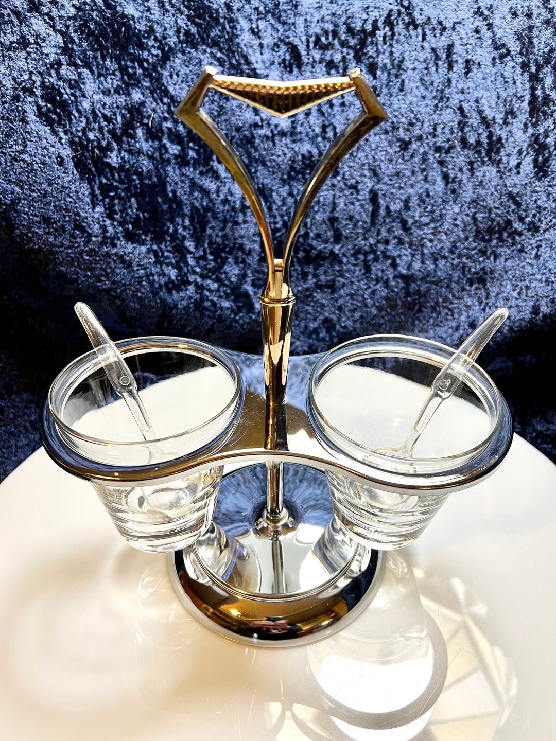 Kromex USA Mid Century Modern Brass Glass and Stainless Chrome Rotating ...