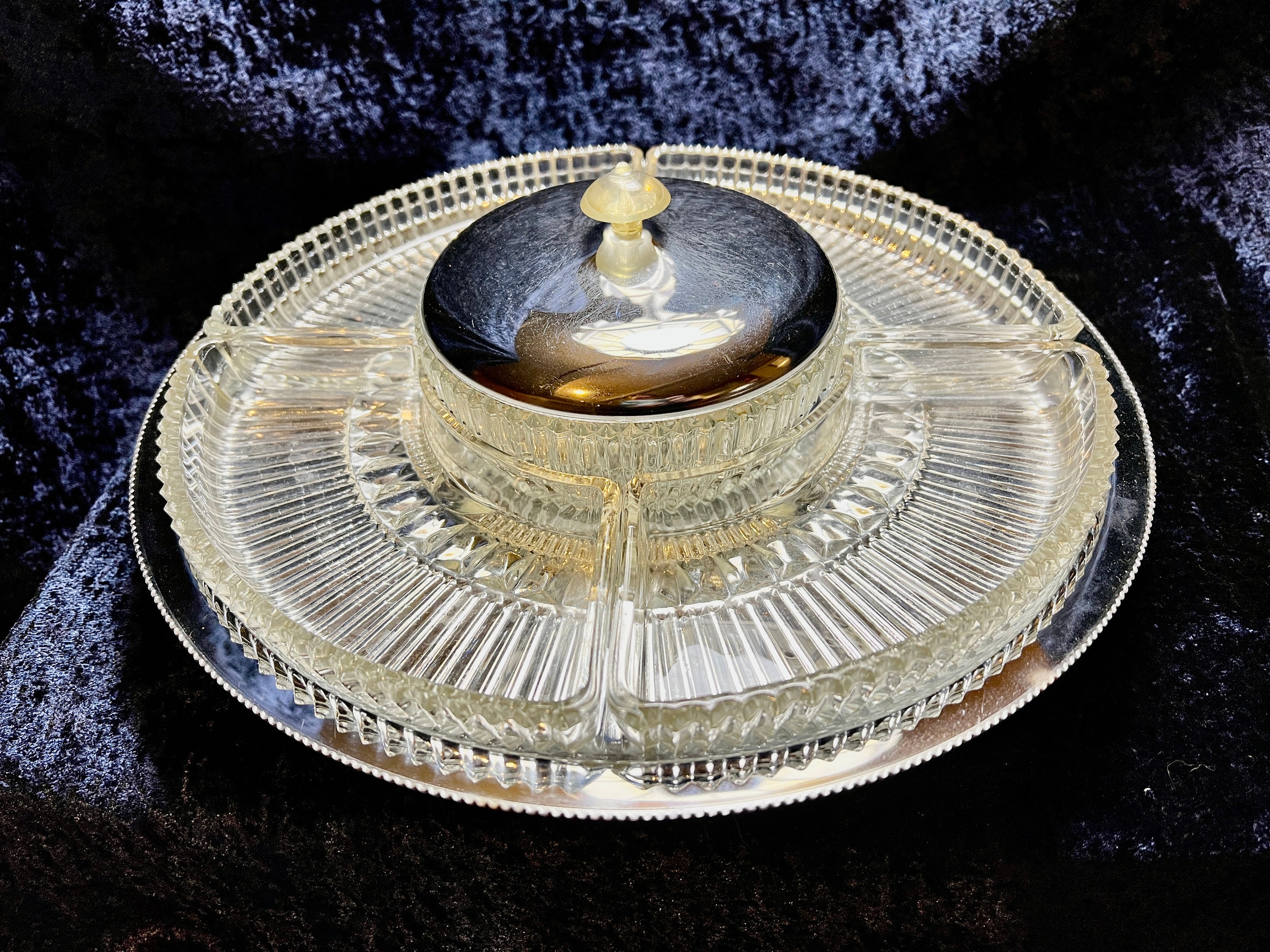 Vintage Mid Century Lazy Susan Glass Pedestal Serving Carousel - Etsy