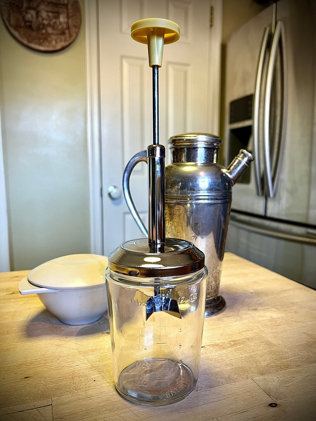 Vintage Acme Glass Jar Stainless Steel Food Chopper Retro Kitchen ...