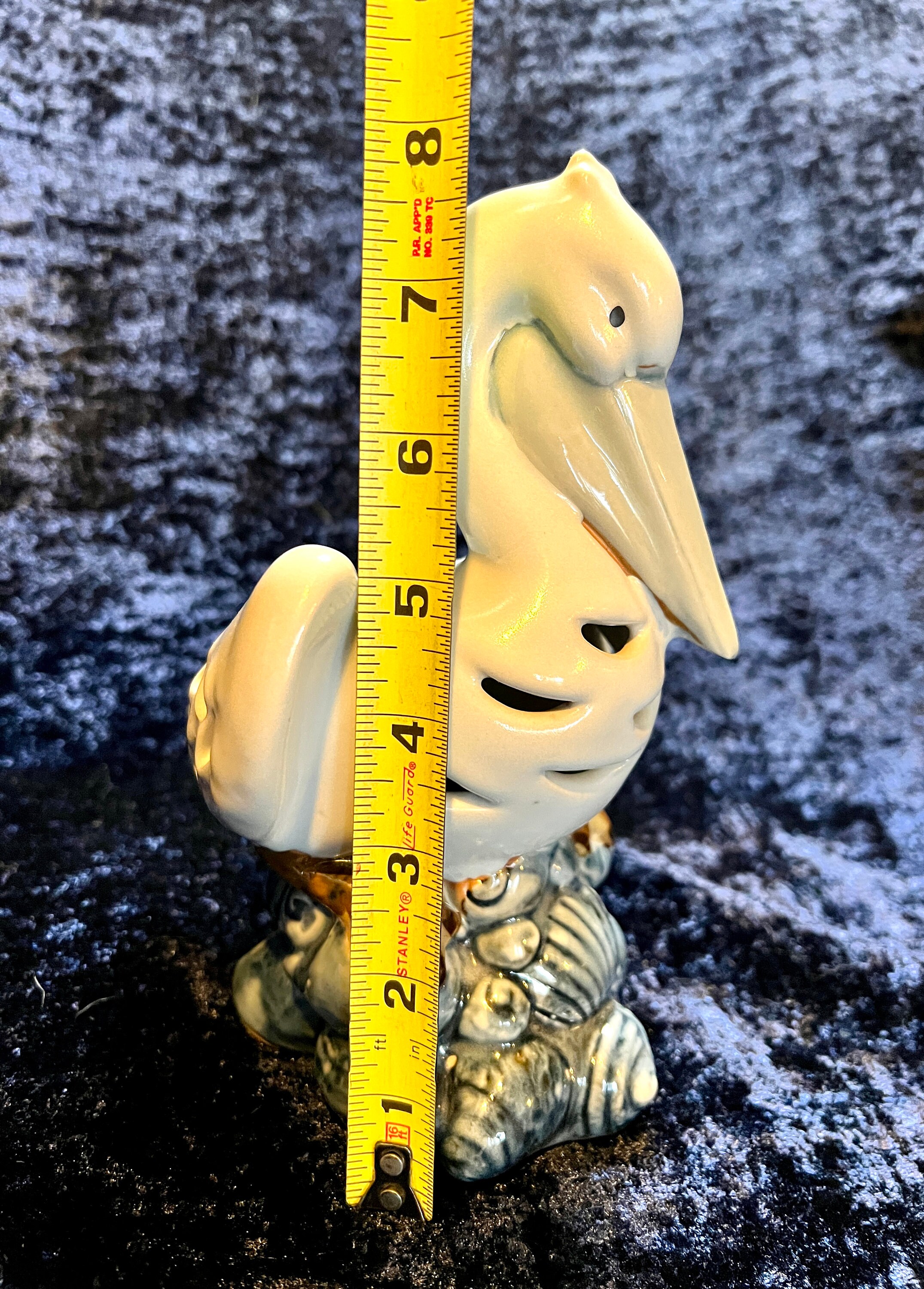 Ceramic Glazed Pelican Sitting on Sea Shells Statue T-light - Etsy