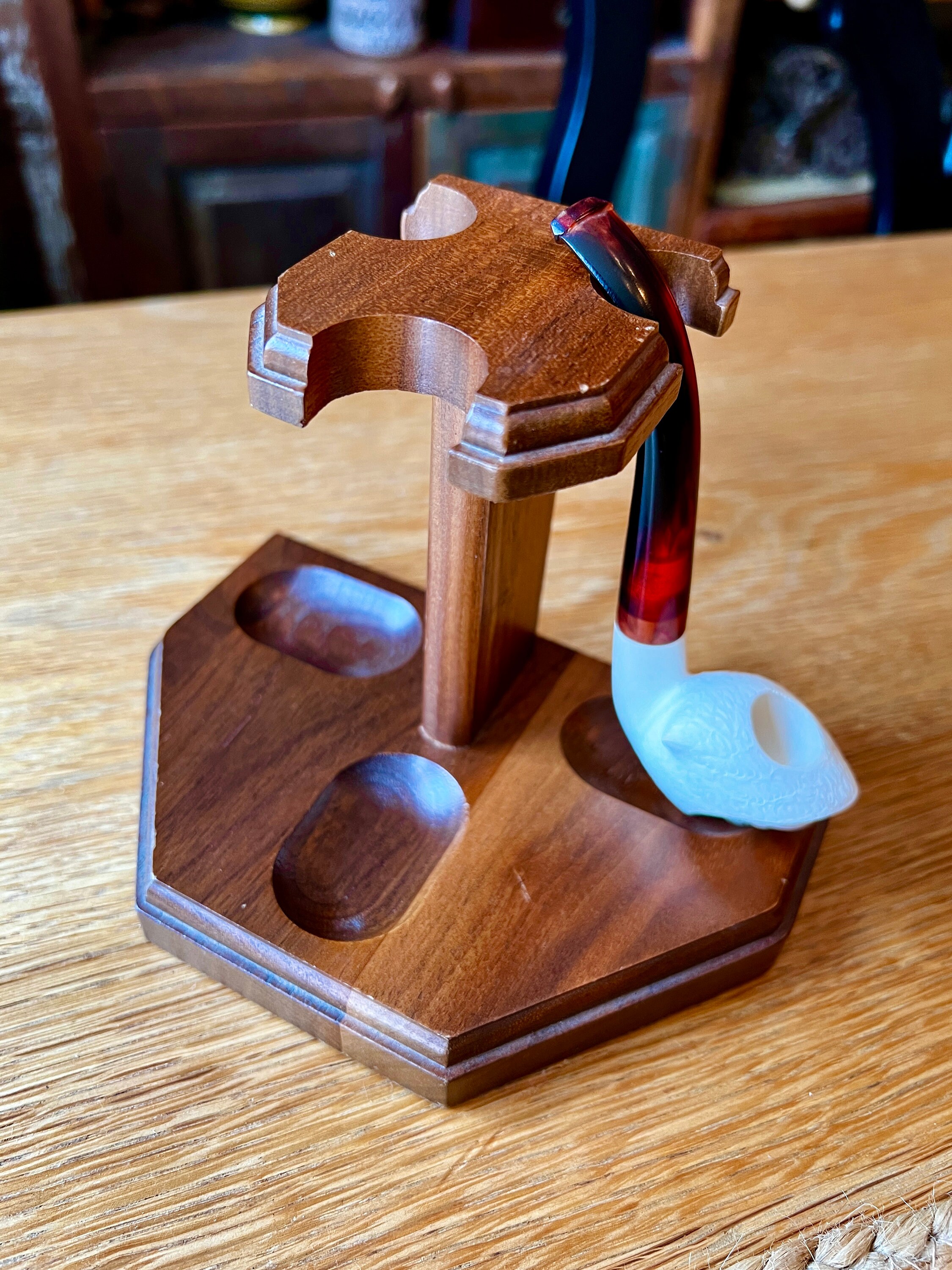 Genuine Deco Walnut Wood Pipe Holder From Decatur Industries USA ...