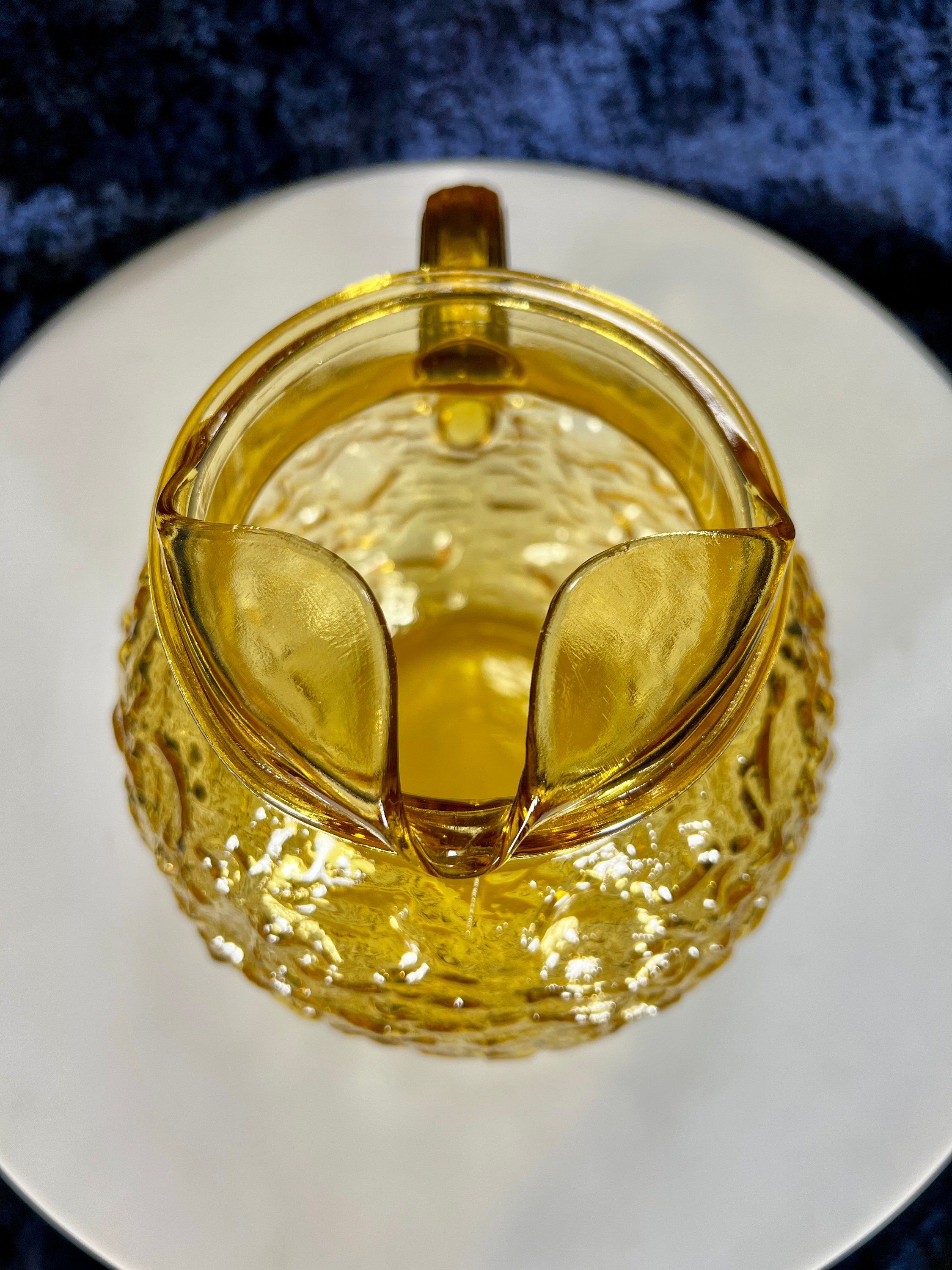 Vintage Amber Glassware Milano Lido Pattern Bump Crinkle Glass Pitcher ...