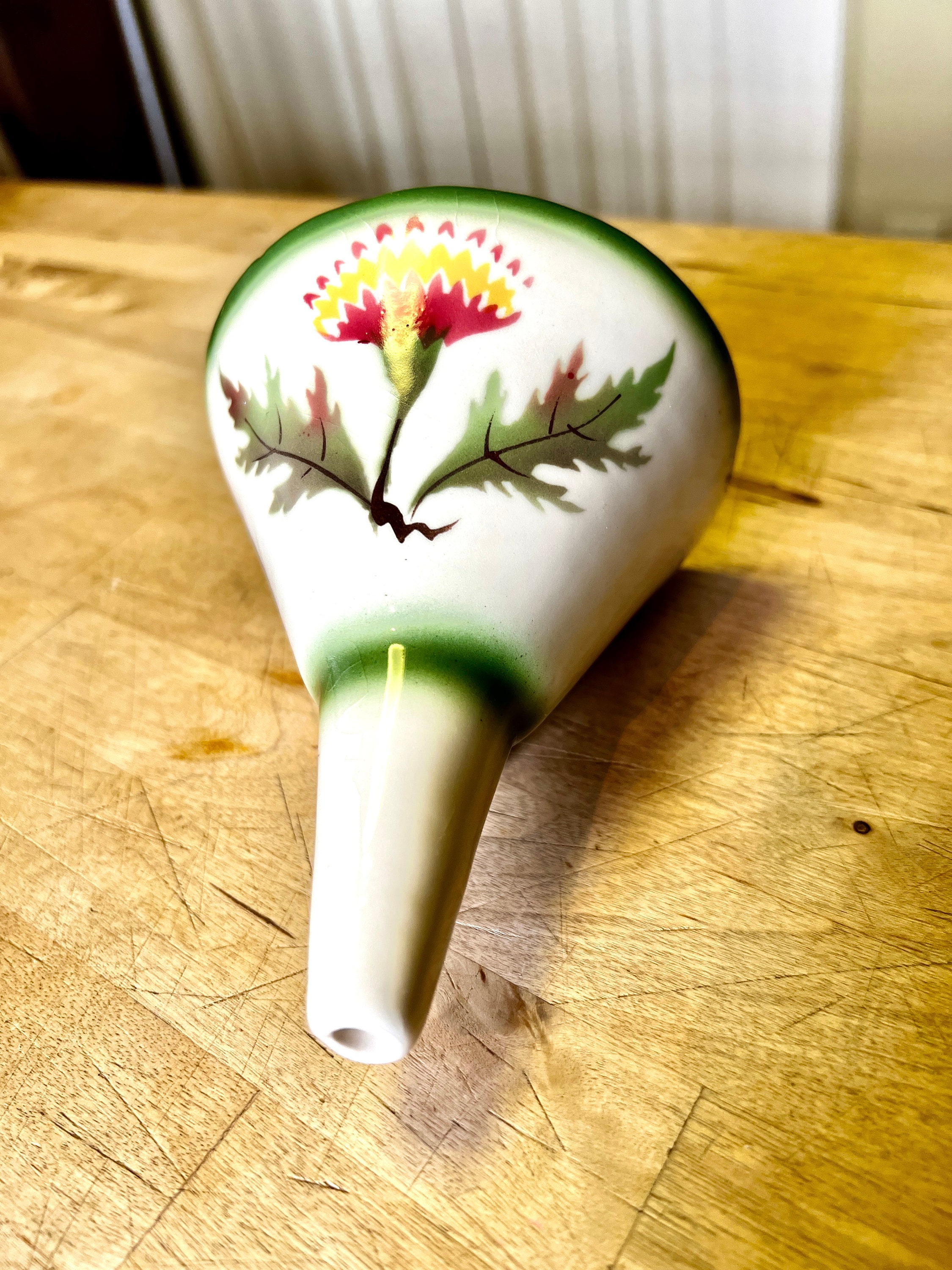 Ceramic Funnel Wall Pocket Decor Decorative Cottage Style Hanging Plant ...