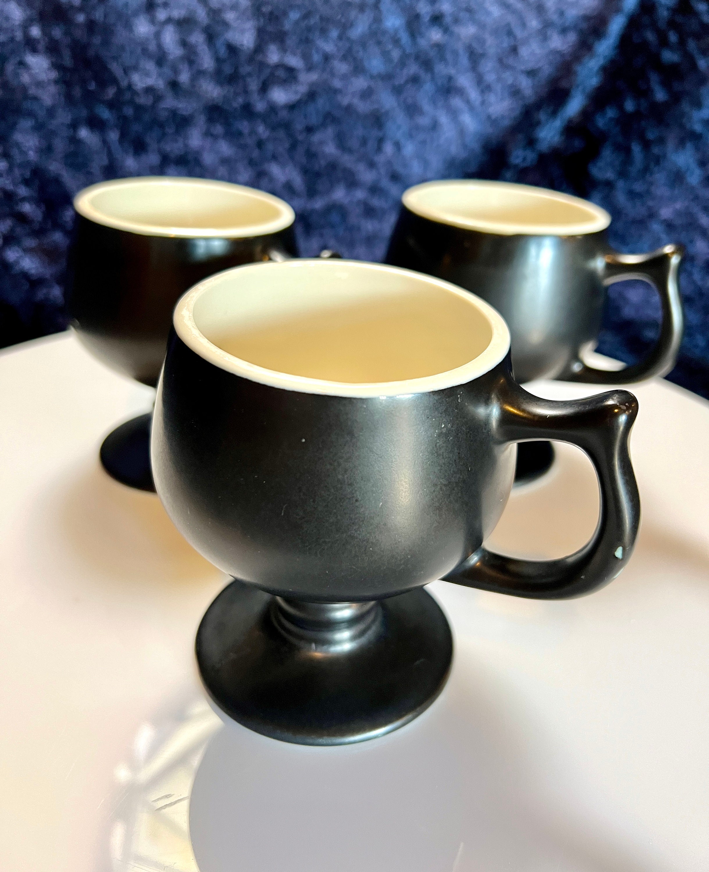 Black Hall Pottery Ceramic Stoneware Pedestal Coffee Mugs - Etsy