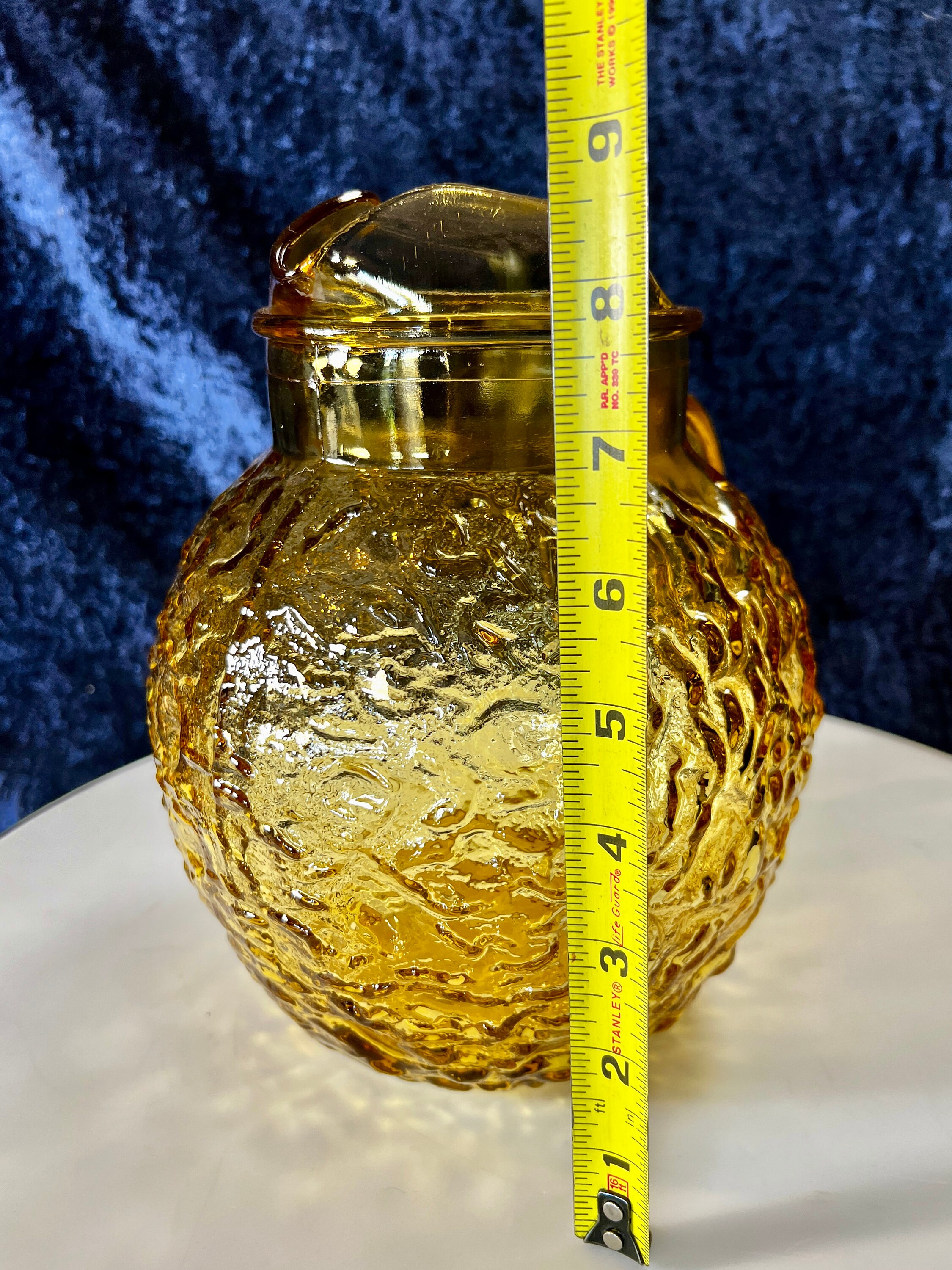 Vintage Amber Glassware Milano Lido Pattern Bump Crinkle Glass Pitcher ...