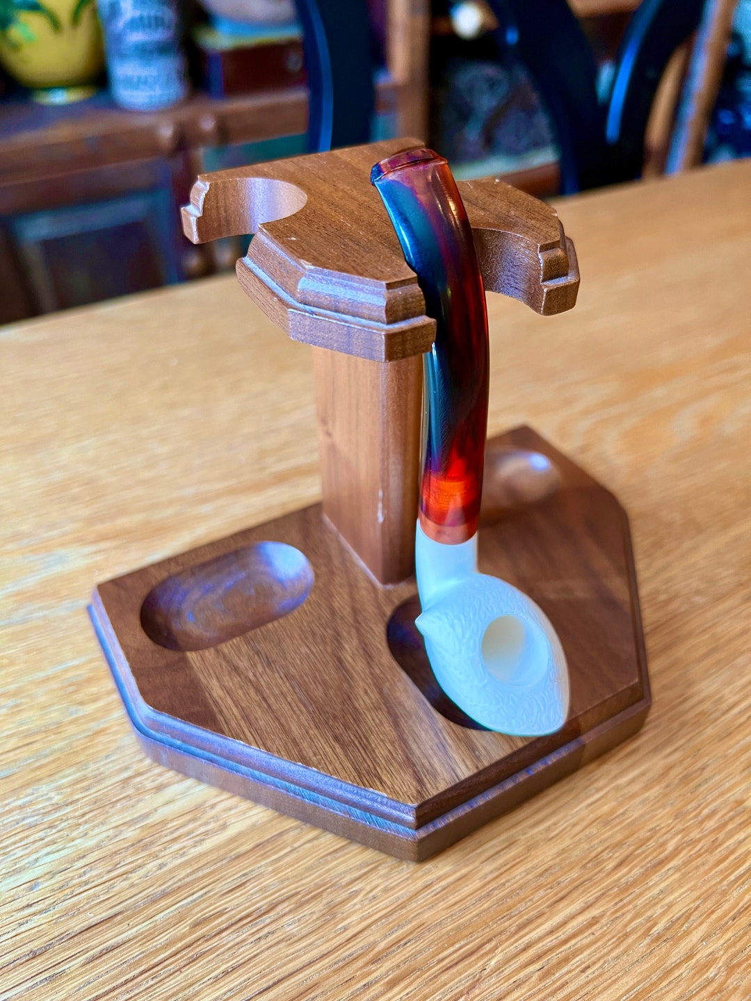 Genuine Deco Walnut Wood Pipe Holder From Decatur Industries USA ...