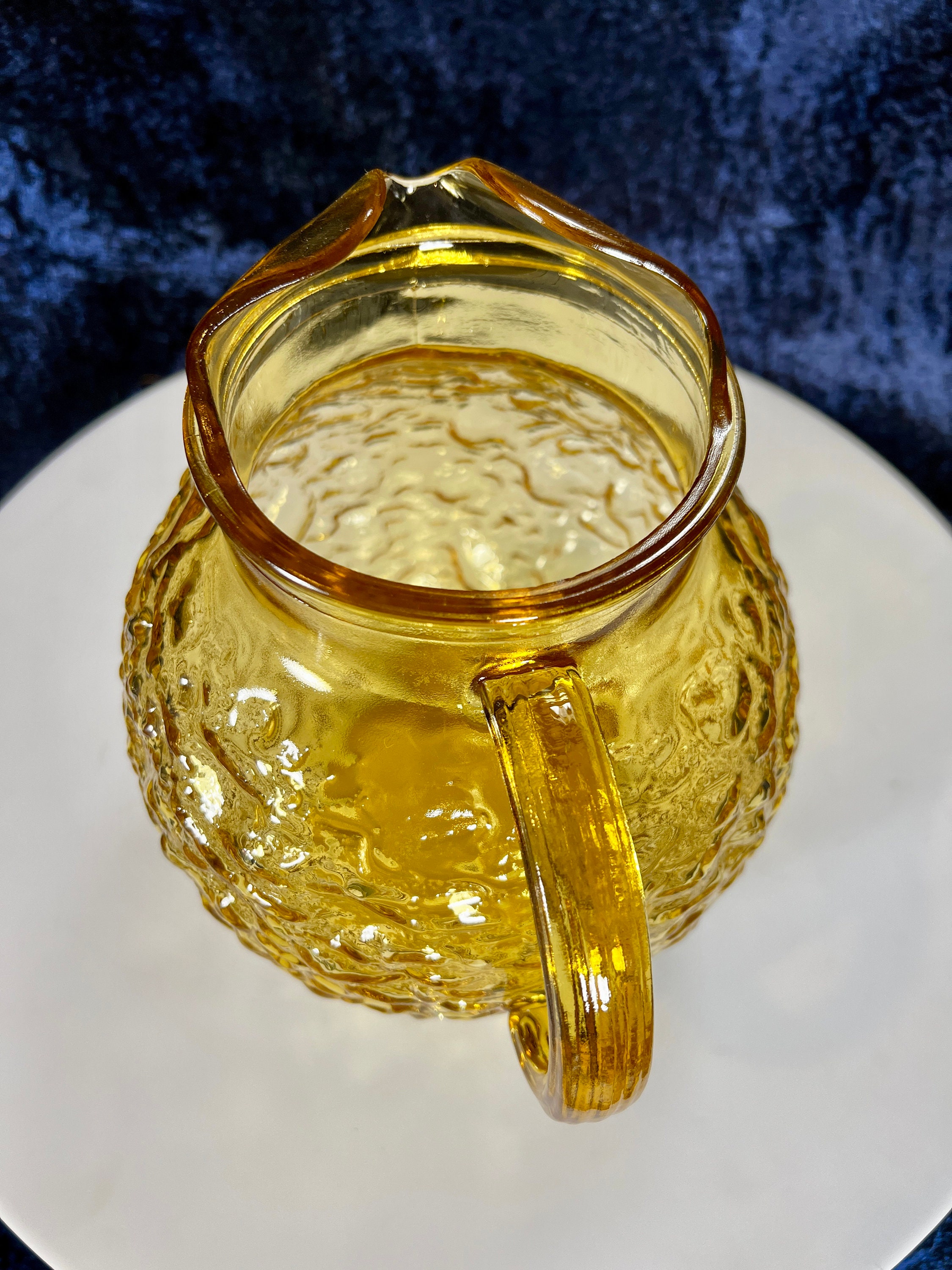 Vintage Amber Glassware Milano Lido Pattern Bump Crinkle Glass Pitcher ...