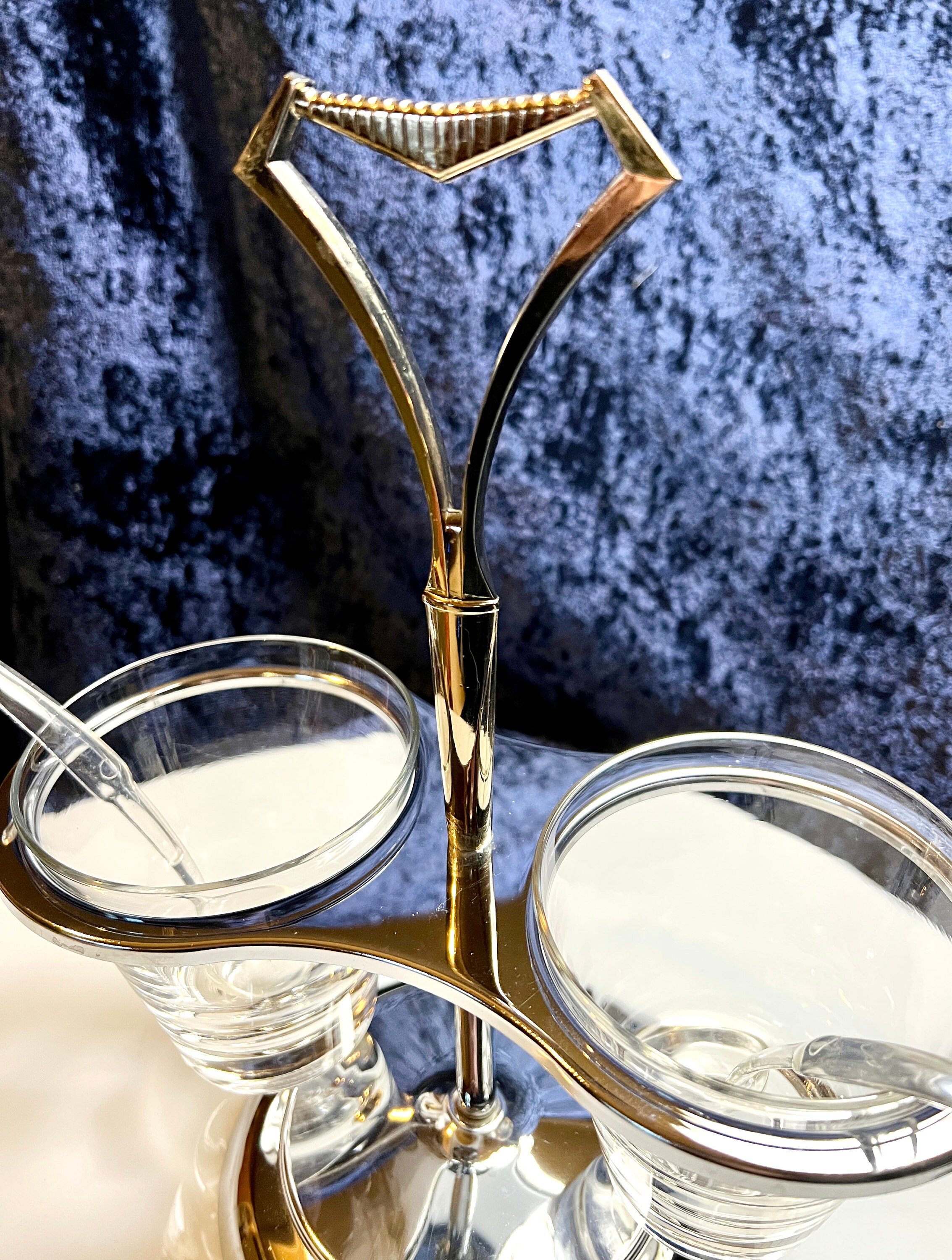 Kromex USA Mid Century Modern Brass Glass and Stainless Chrome Rotating ...