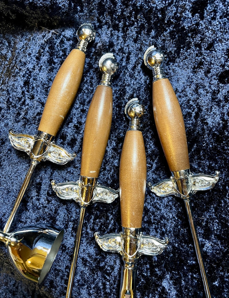 Vintage Medieval Knight Bar Tool Set: Wood Handle Mid Century Barware ...