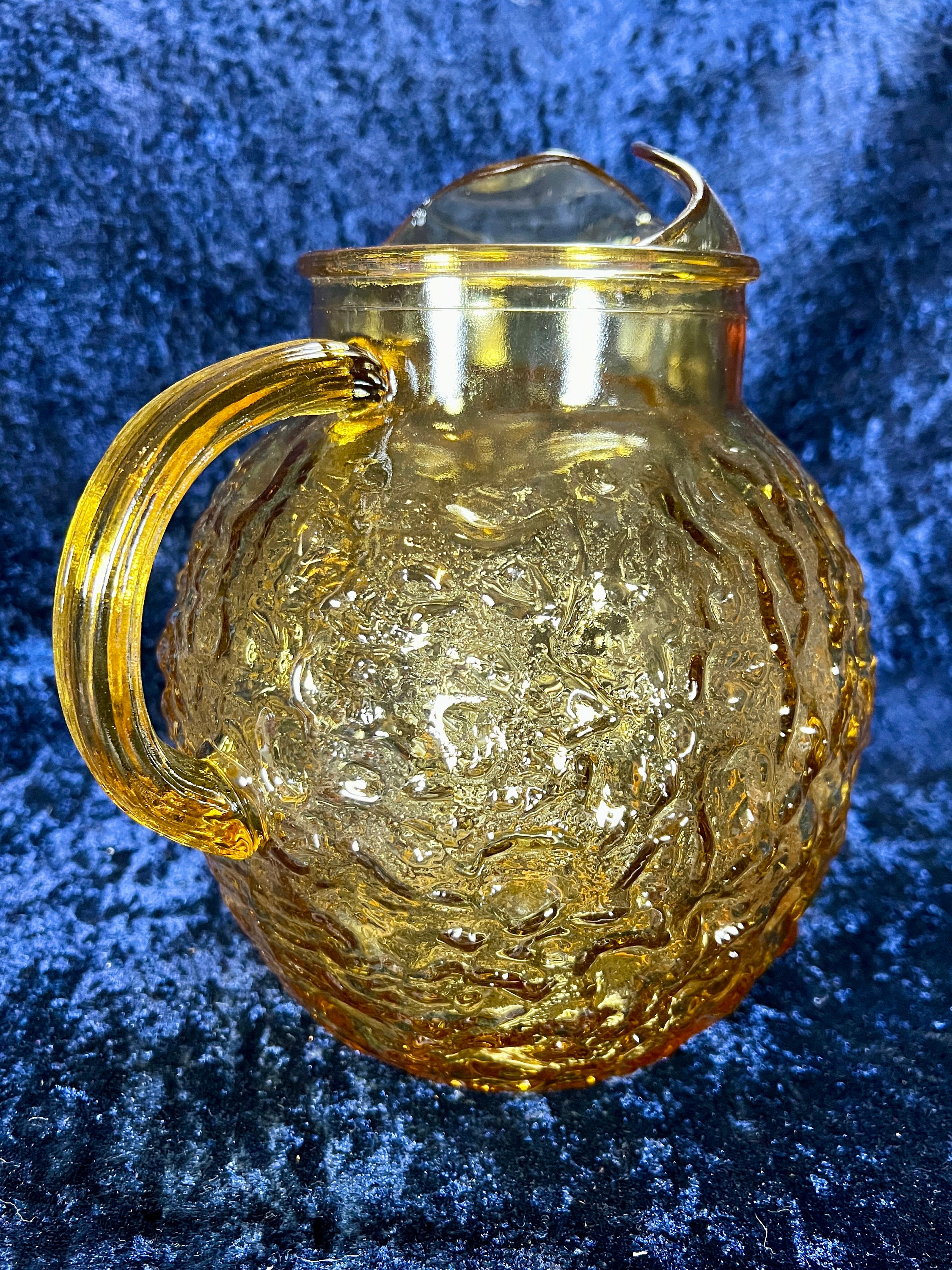 Vintage Amber Glassware Milano Lido Pattern Bump Crinkle Glass Pitcher ...