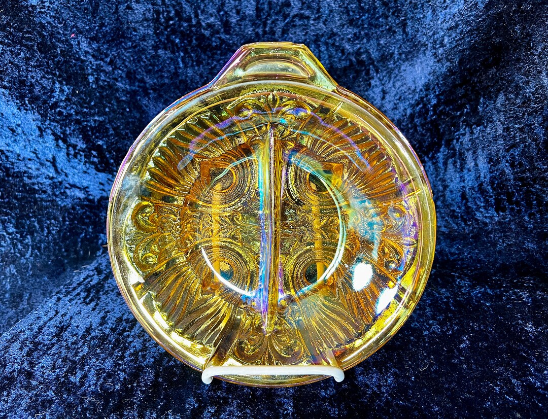 Depression Glass Amber Carnival Glass Candy Nut Separated Condiment ...