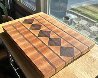 Walnut End Grain Cutting Board With Diamond Pattern - Etsy