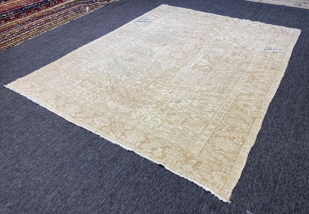 Antique Heriz Rug, 8'6 X 11'2 Ft, Old Rug, Washed Rug, Tribal Rug ...