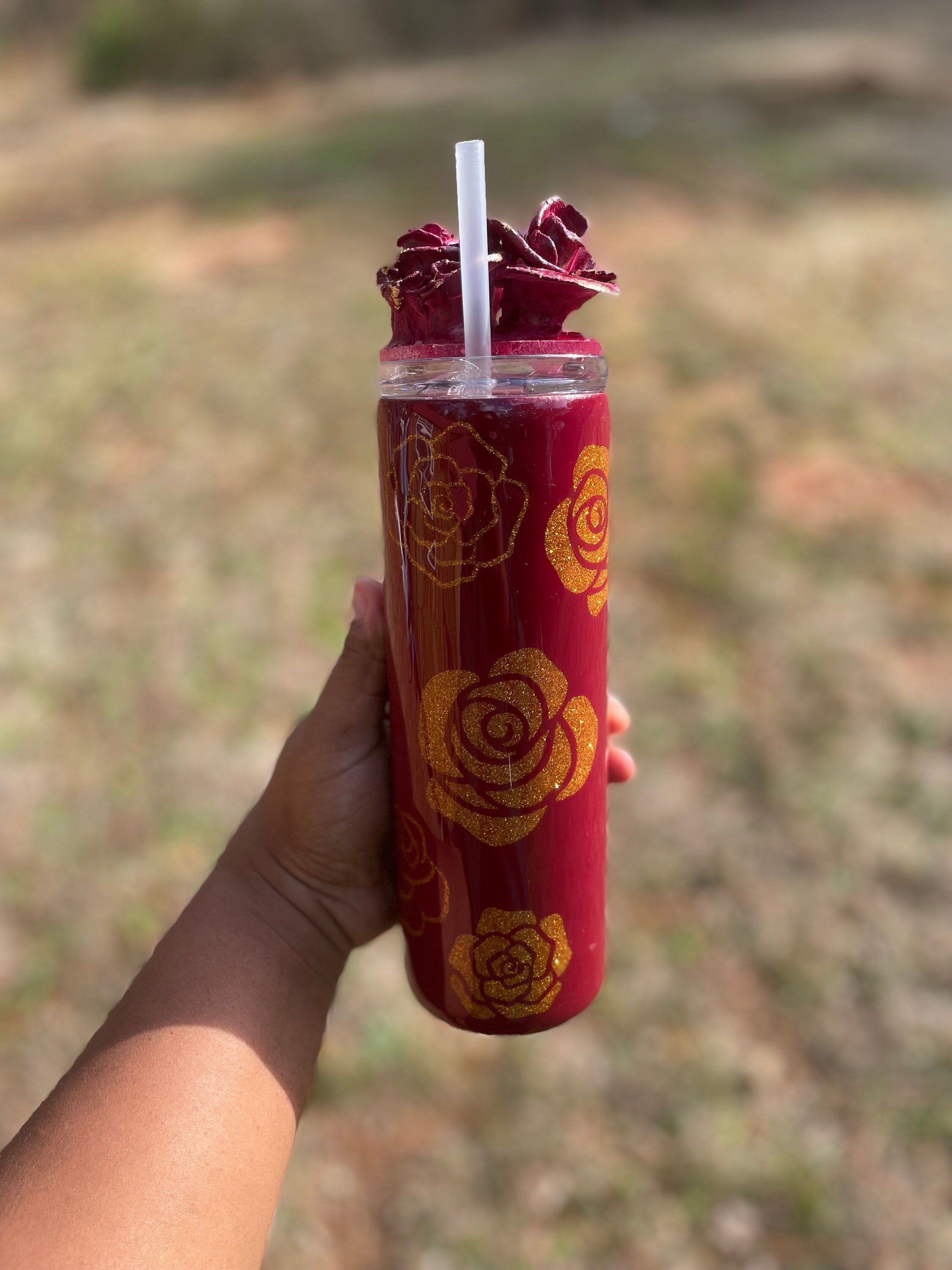 Peek a Boo Rose 3D Tumbler Topper Rose Tumbler W/ 3D Ice Topper ...