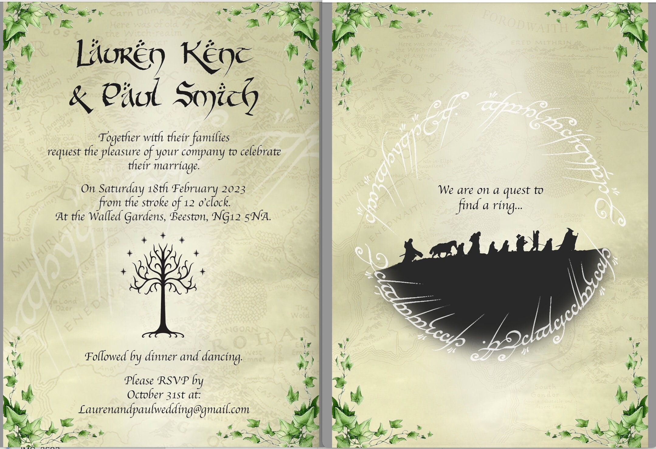 Lord of the Rings Wedding Invitation Template Printable - Etsy