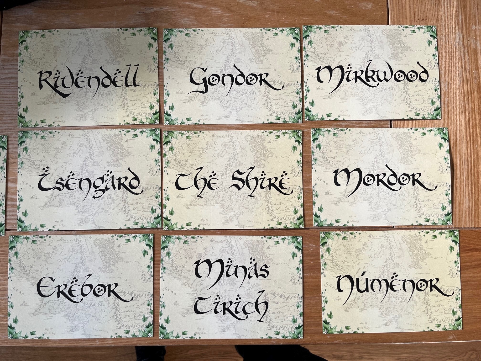 Lord of the Rings Table Names. Set of 20. Instant Download. - Etsy