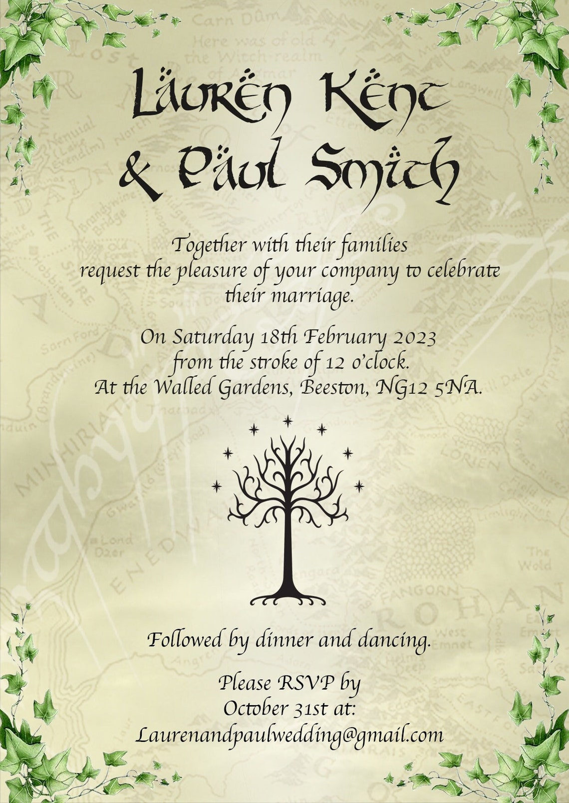 Lord of the Rings Wedding Invitation Template Printable - Etsy