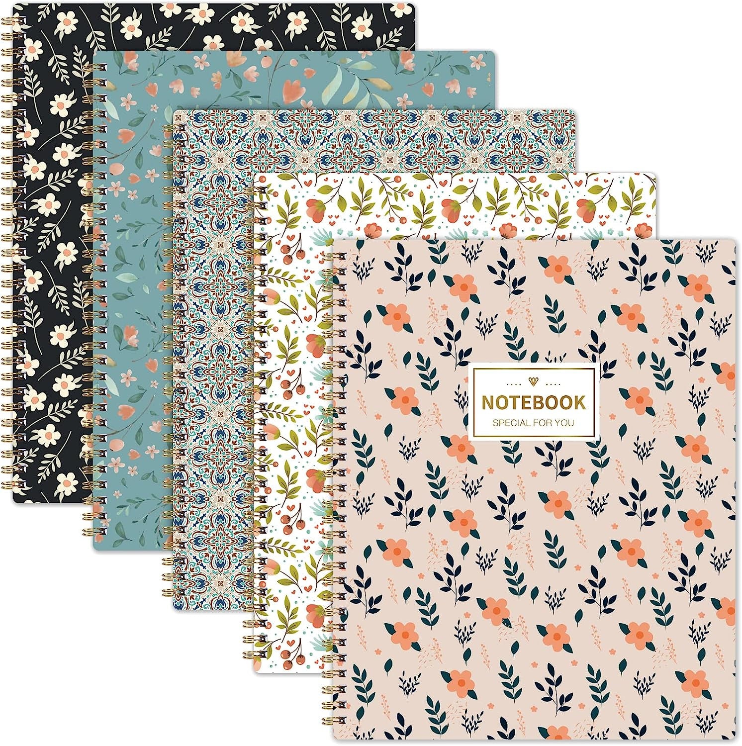 Pack of 5 Decorative Notebooks Can Be Individually Bought Floral and ...