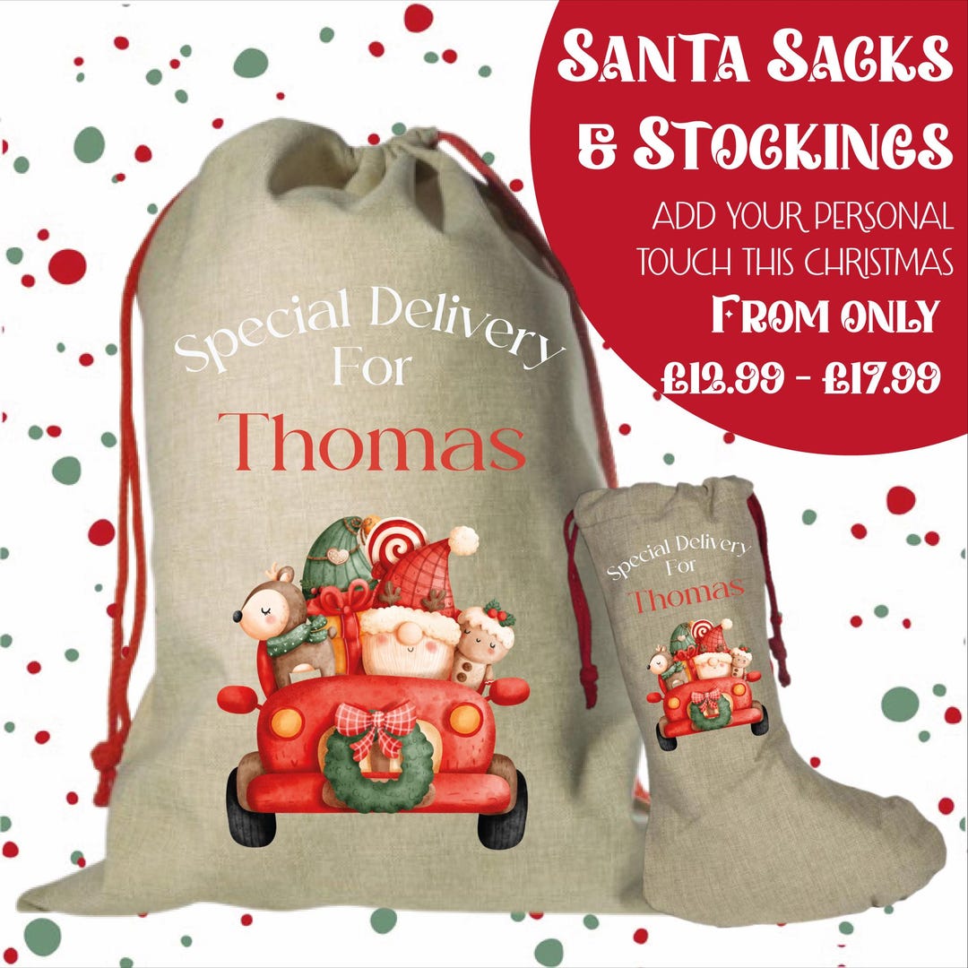 PREMIUM Personalised Santa Sack and Stockings Santa Sack Santa Stocking ...