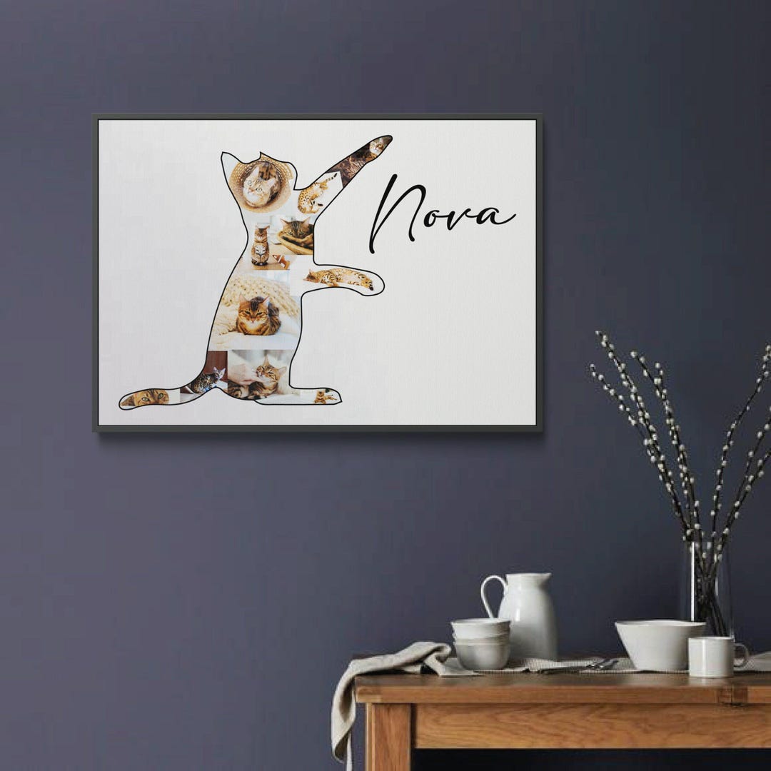 Cat Photo Print- Cat Shape- With Name- Personalised- Custom Print ...