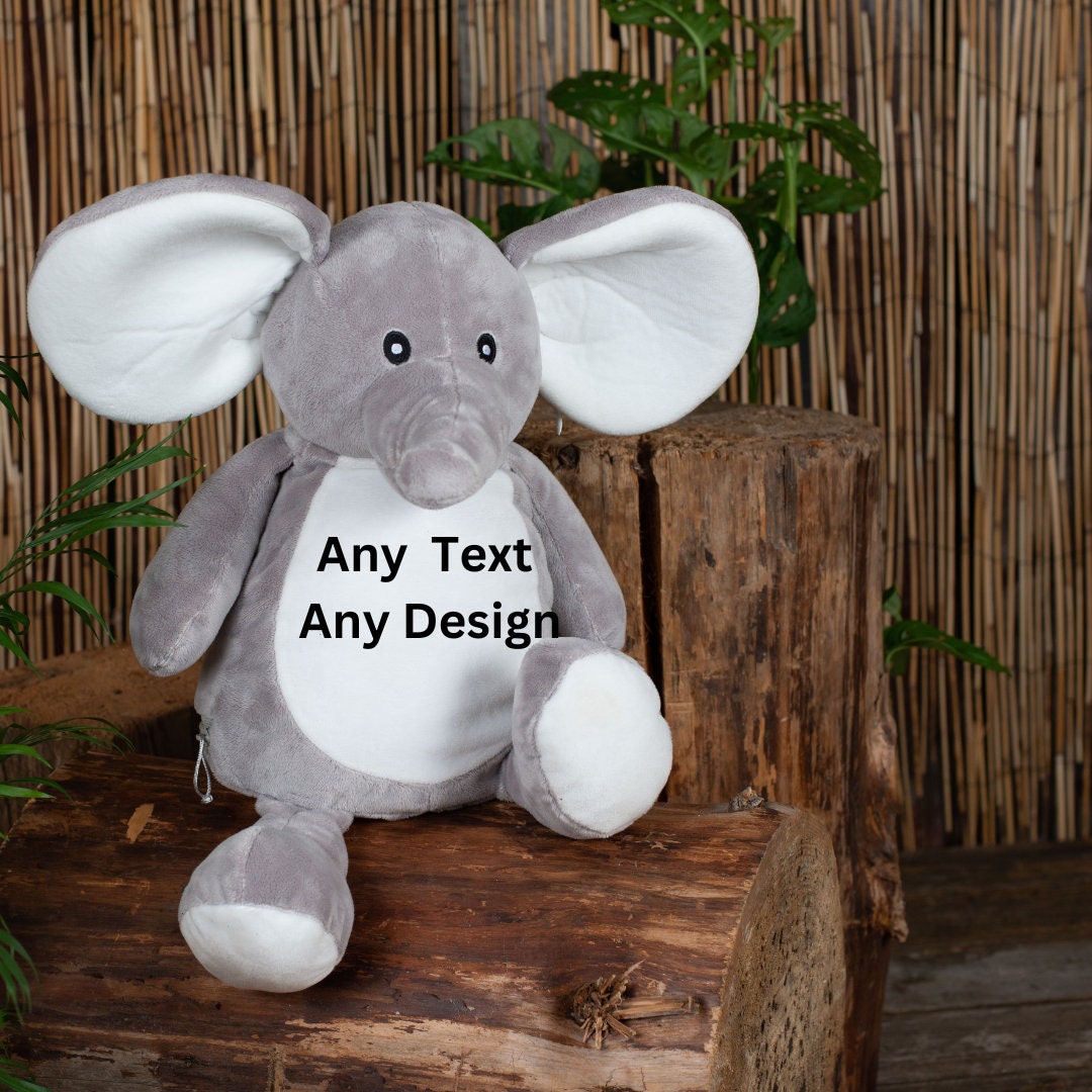Mumbles Elephant Teddy Bear With Personalised , Customisable Fount ...