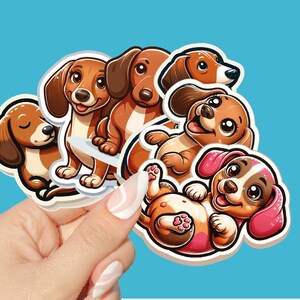 6 Cute Puppy Glossy Sticker Dachshund Sausage Dog Stickers Adorable Dog ...