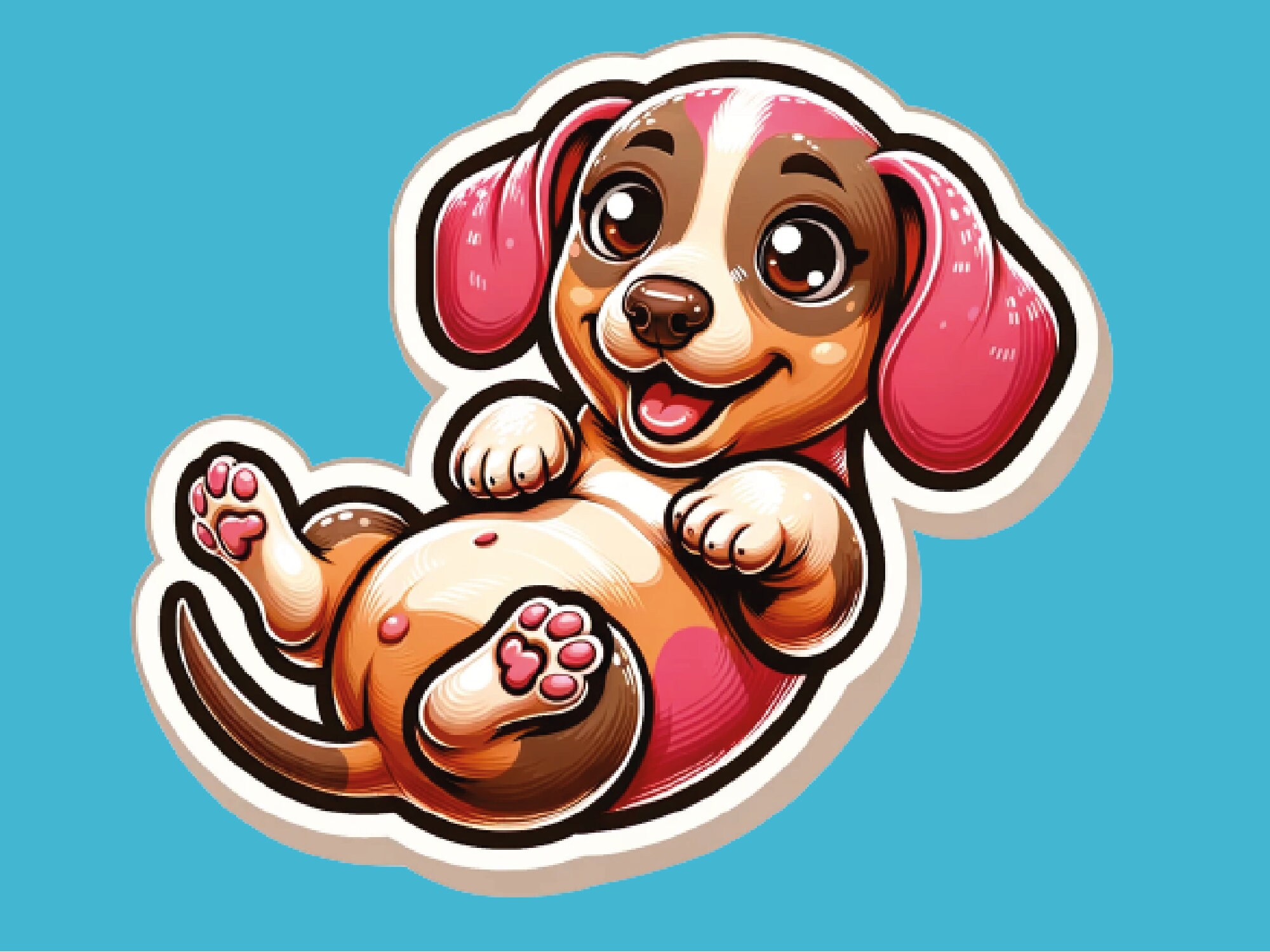 6 Cute Puppy Glossy Sticker Dachshund Sausage Dog Stickers Adorable Dog ...