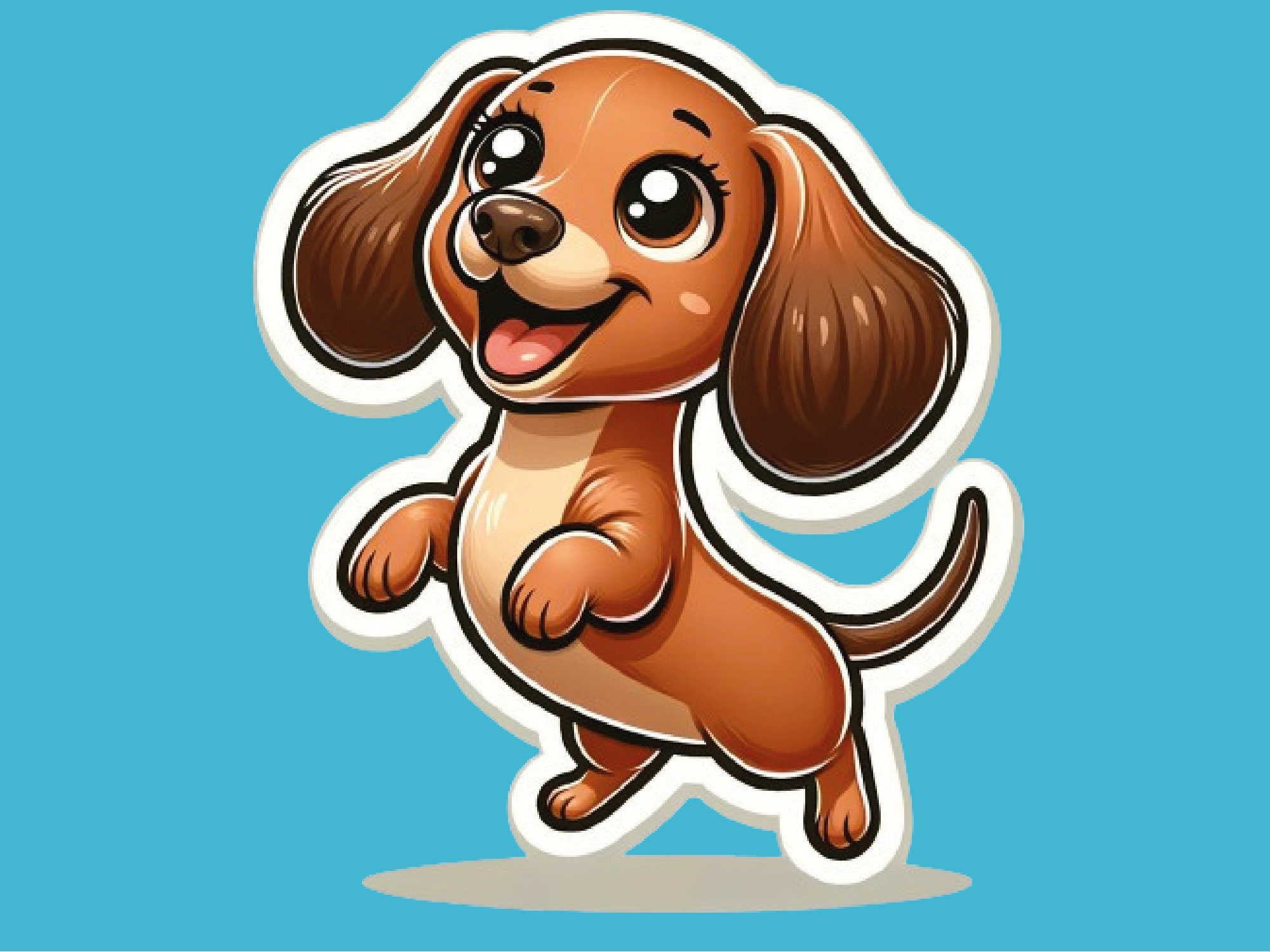 6 Cute Puppy Glossy Sticker Dachshund Sausage Dog Stickers Adorable Dog ...