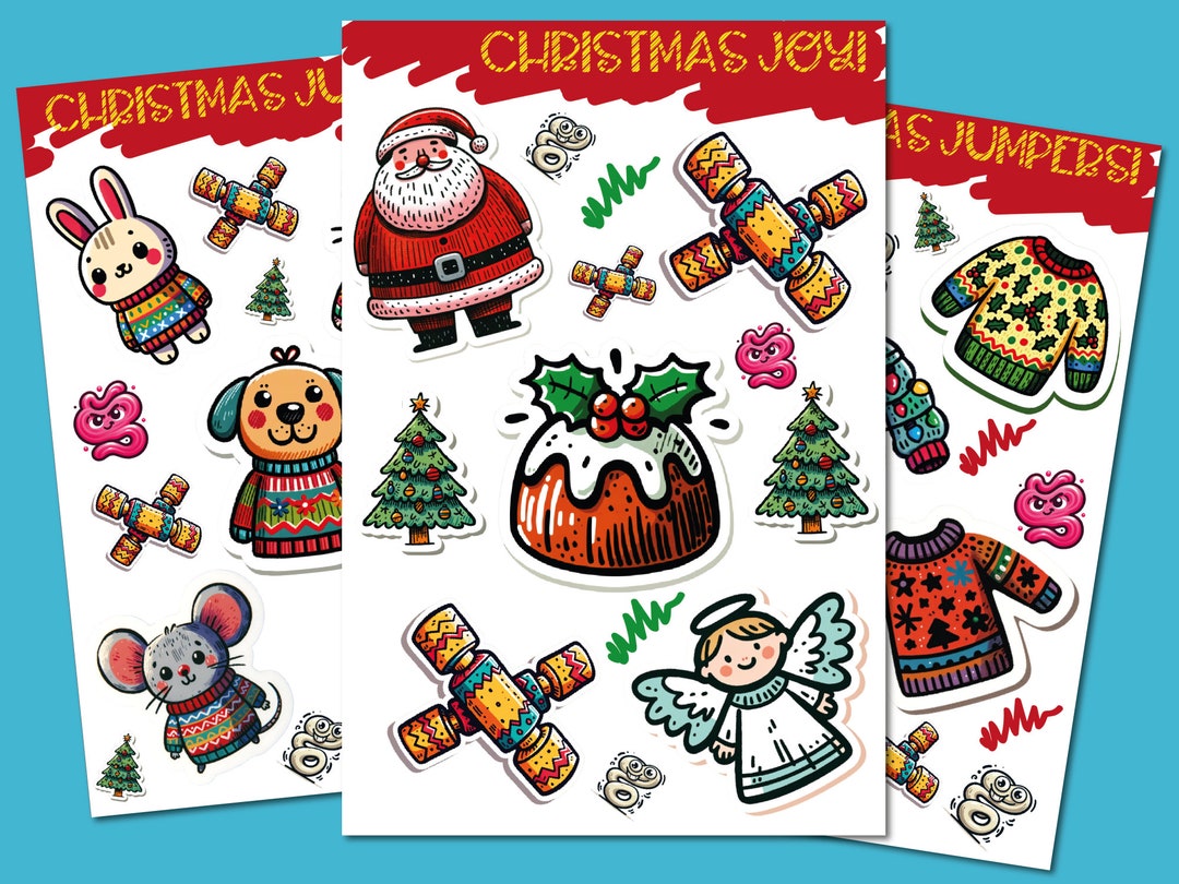 Christmas Kawaii Jumper Stickers Cute Xmas Kawaii Christmas Stickers ...