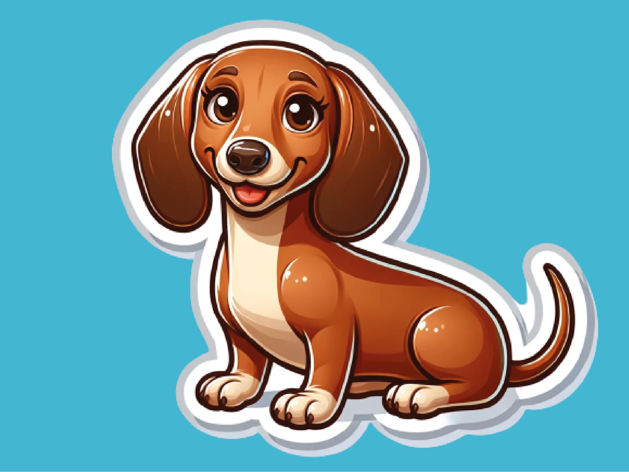 6 Cute Puppy Glossy Sticker Dachshund Sausage Dog Stickers Adorable Dog ...