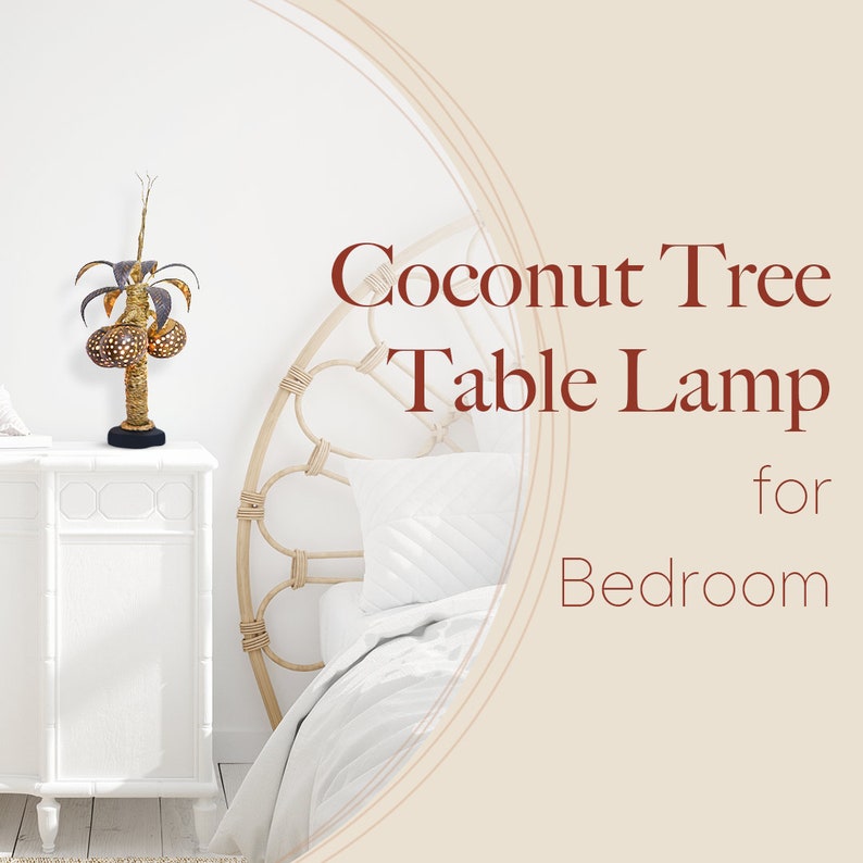Coconut Tree Lamp, Wood Coconut Lamp, Bedside Lamp, Palm Desk Lamp ...