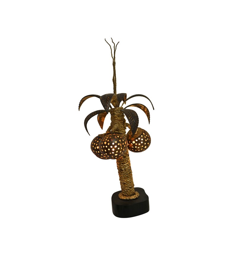 Coconut Tree Lamp, Wood Coconut Lamp, Bedside Lamp, Palm Desk Lamp ...