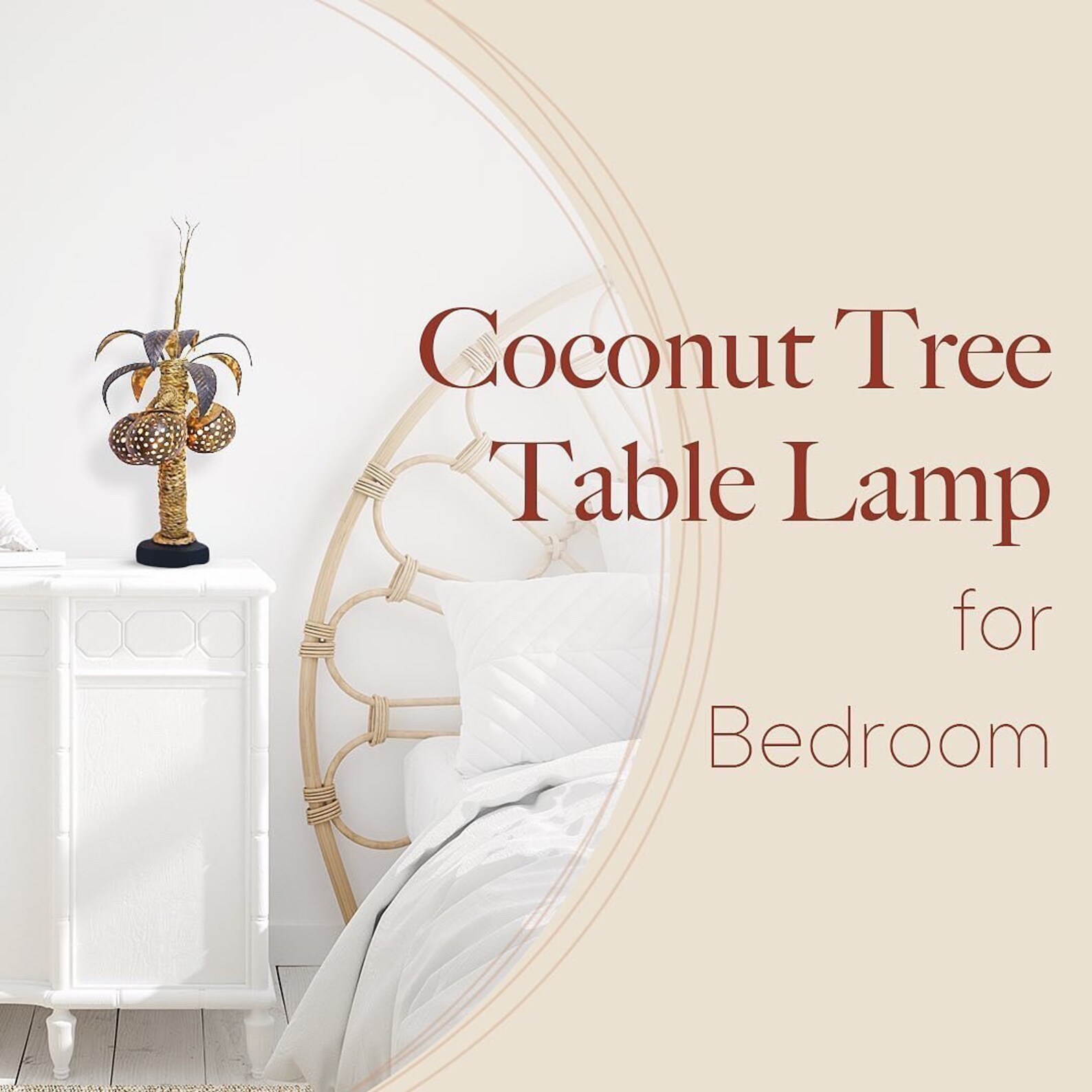 Coconut Tree Lamp Wood Coconut Lamp Bedside Lamp Palm Desk - Etsy