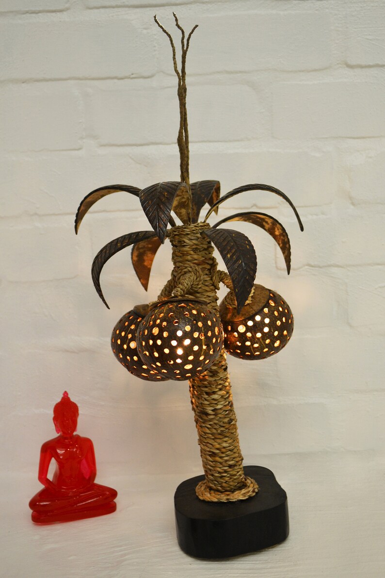 Coconut Tree Lamp, Wood Coconut Lamp, Bedside Lamp, Palm Desk Lamp ...