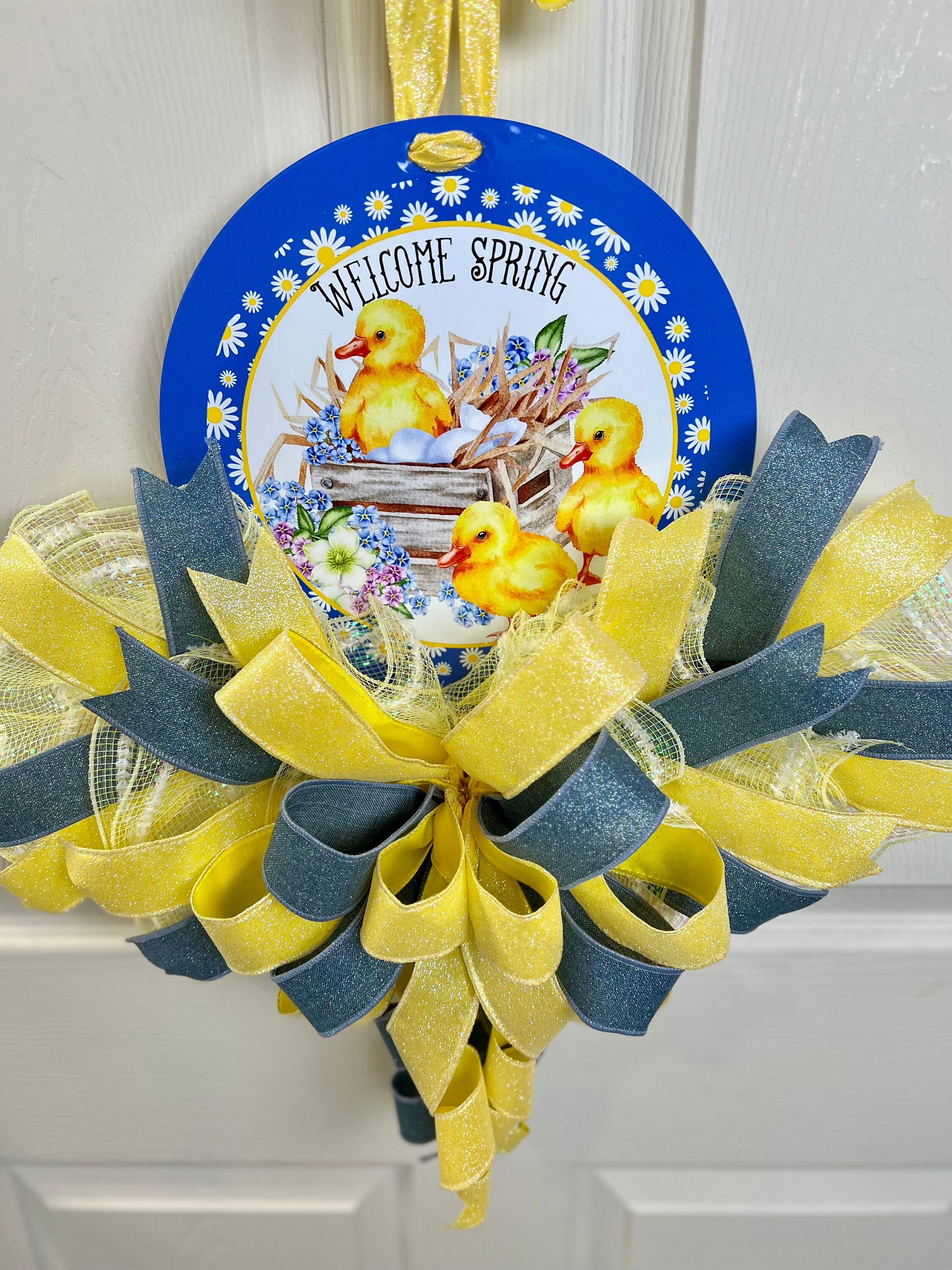 Welcome Spring Wreath, Spring Door Decor, Everyday Wreath, UITC Rail ...