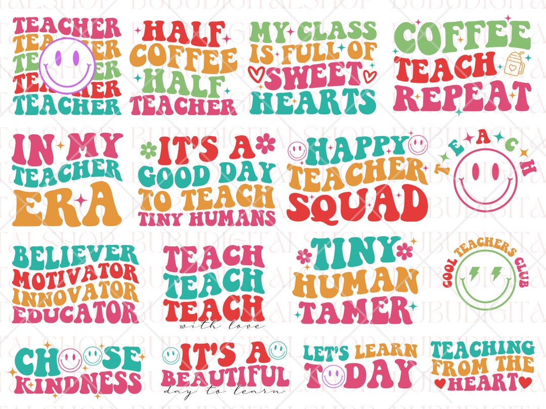 Retro Teacher Svg Bundle, Groovy Teacher Svg, Teacher Svg, Back to ...