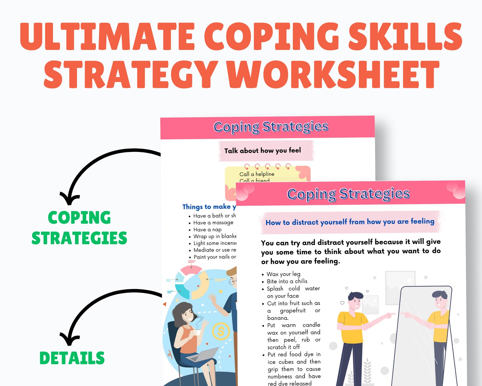 Coping Skills Strategies Printable, Therapy Worksheets, Anxiety Coping ...