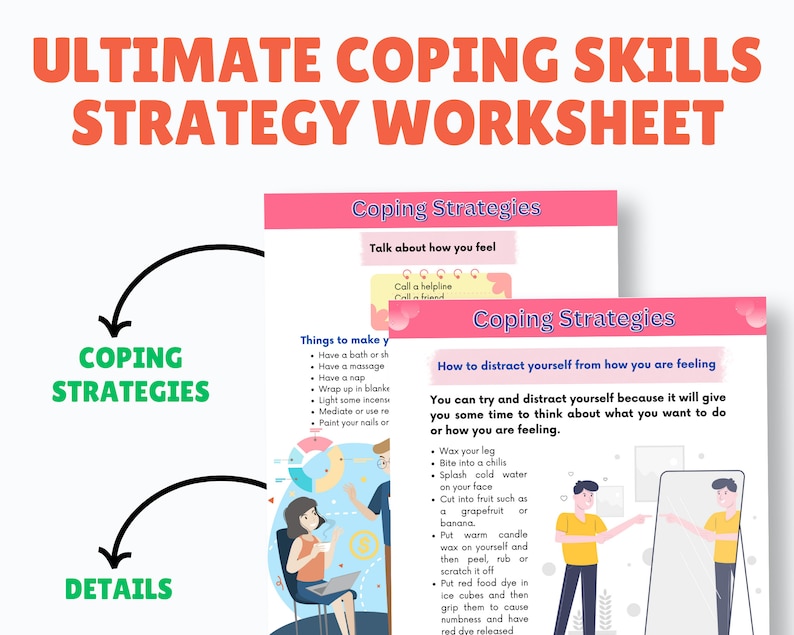 Coping Skills Strategies Printable, Therapy Worksheets, Anxiety Coping ...