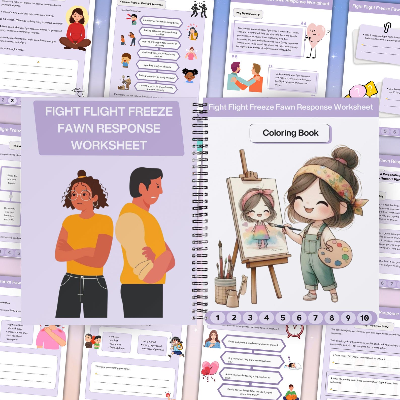 Fight, Flight, Freeze, Fawn Response Worksheets | Trauma Therapy (PDF ...