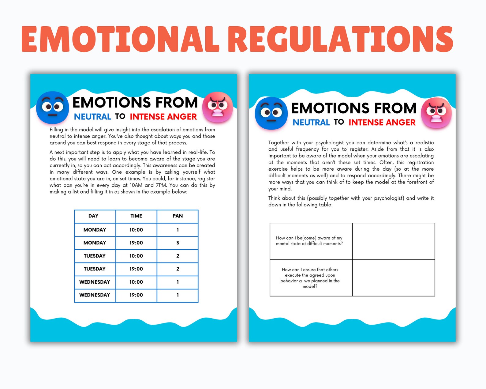 Emotional Regulation Workbook, Emotions Worksheets, Therapy Worksheets ...