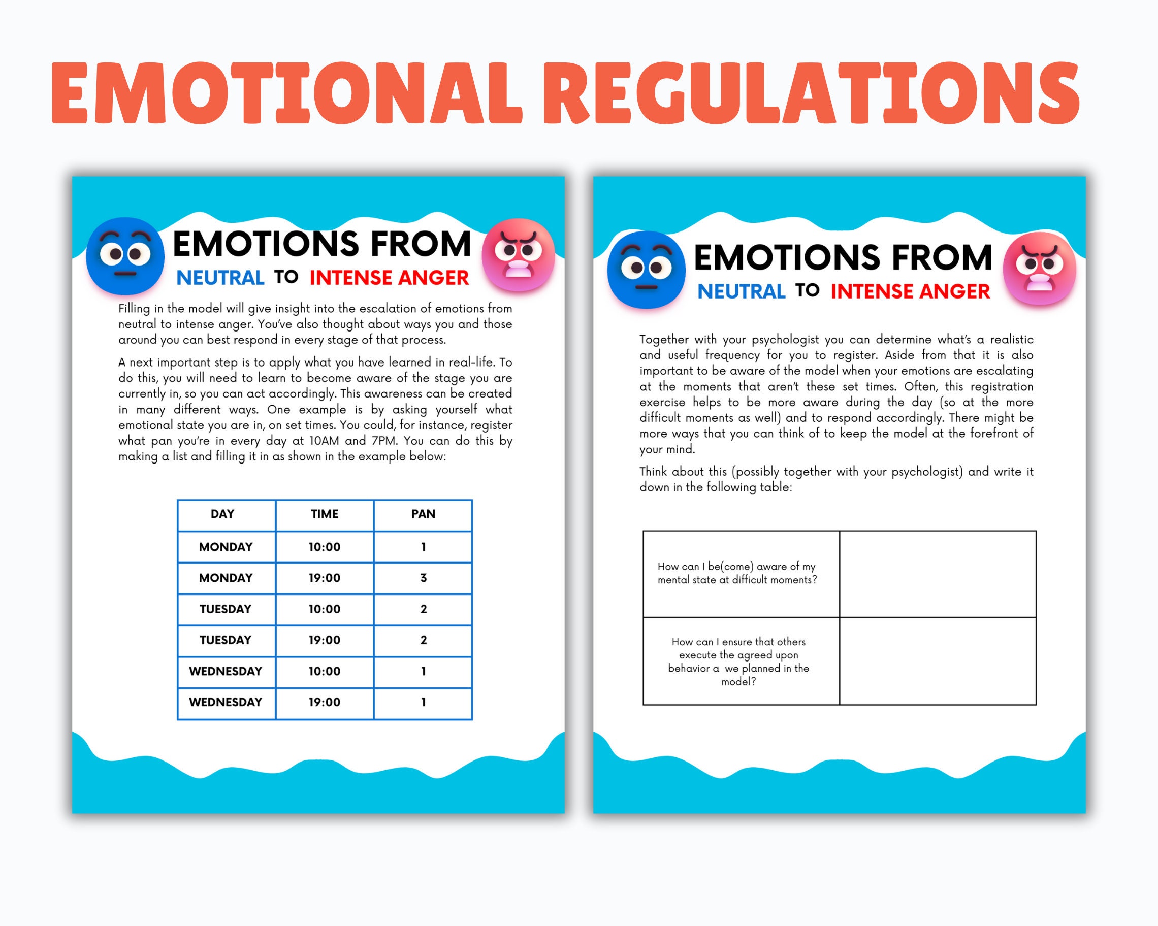 Emotional Regulation Workbook, Emotions Worksheets, Therapy Worksheets ...