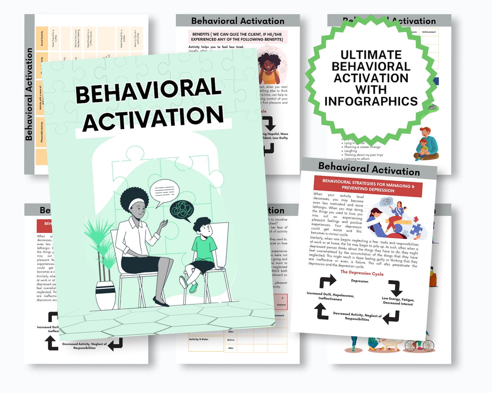Behavioral Activation Workbook CBT Activities for Mental Health Therapy ...